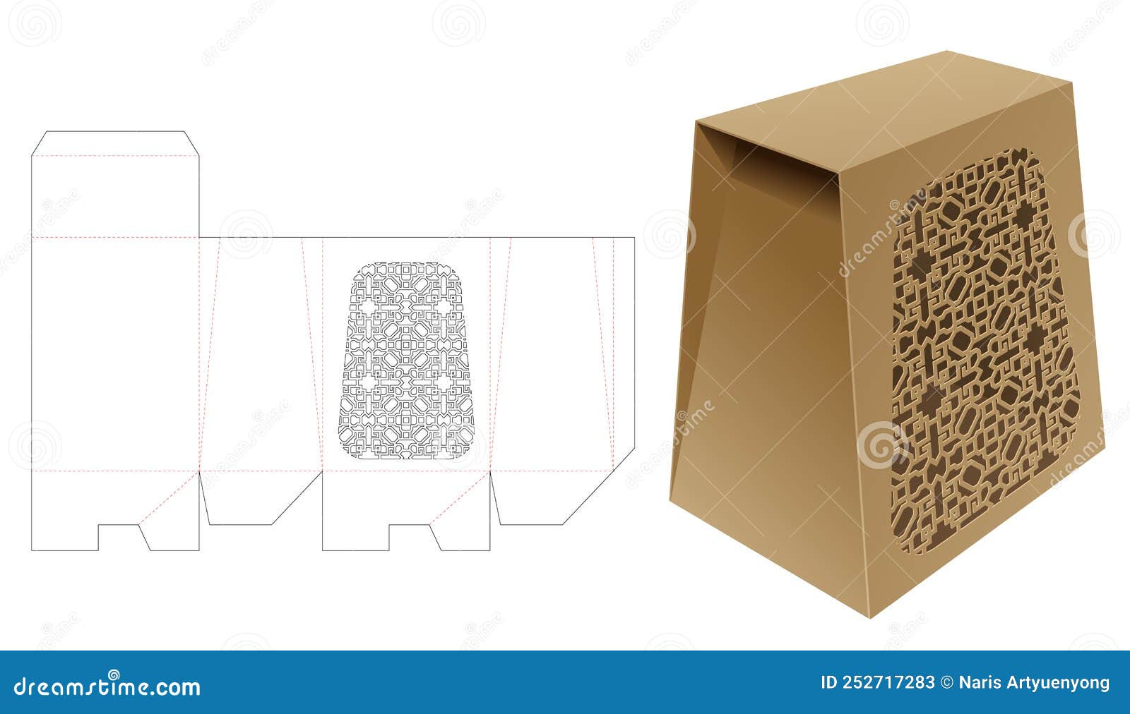 Stenciled Tall Box And House Shaped Cover Die Cut Template Vector ...