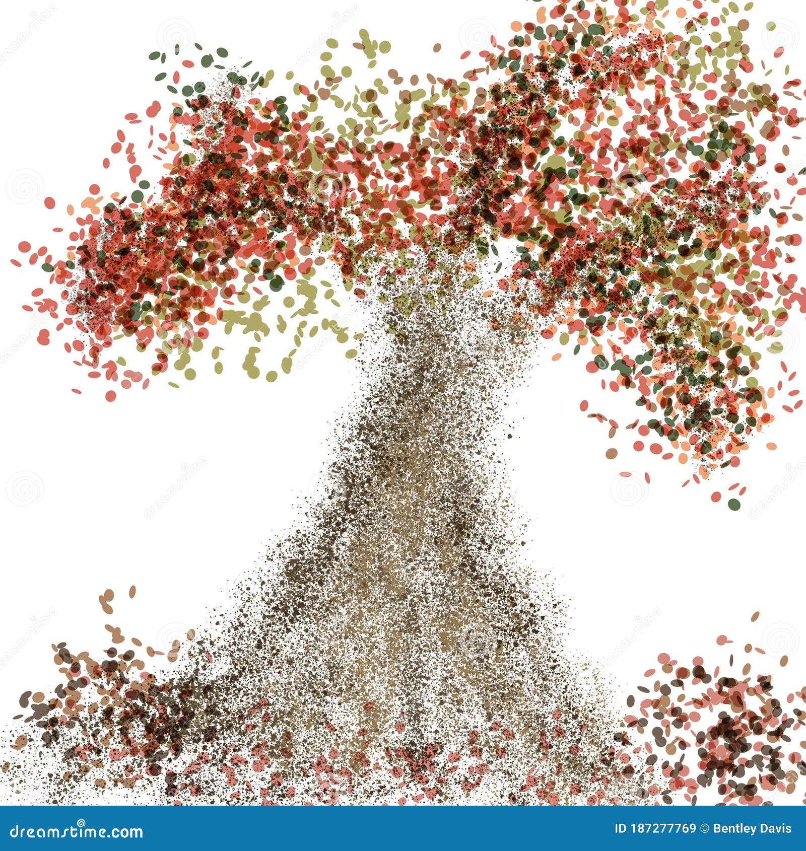 Big Autumn Tree Pointillist Illustration Stock Illustration ...