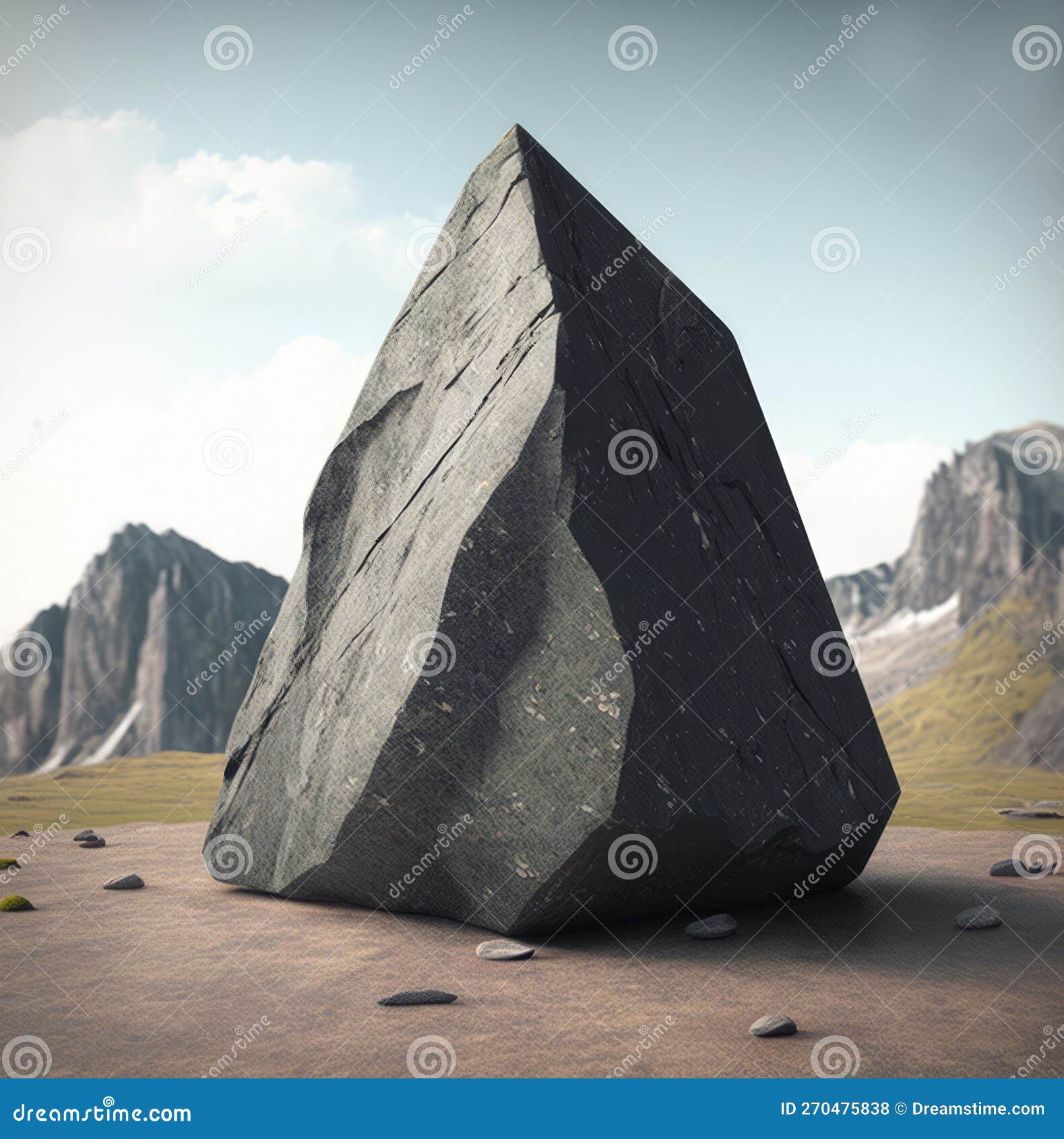 Tall Triangular Rock with a Flat Top Podium, Empty Showcase for ...