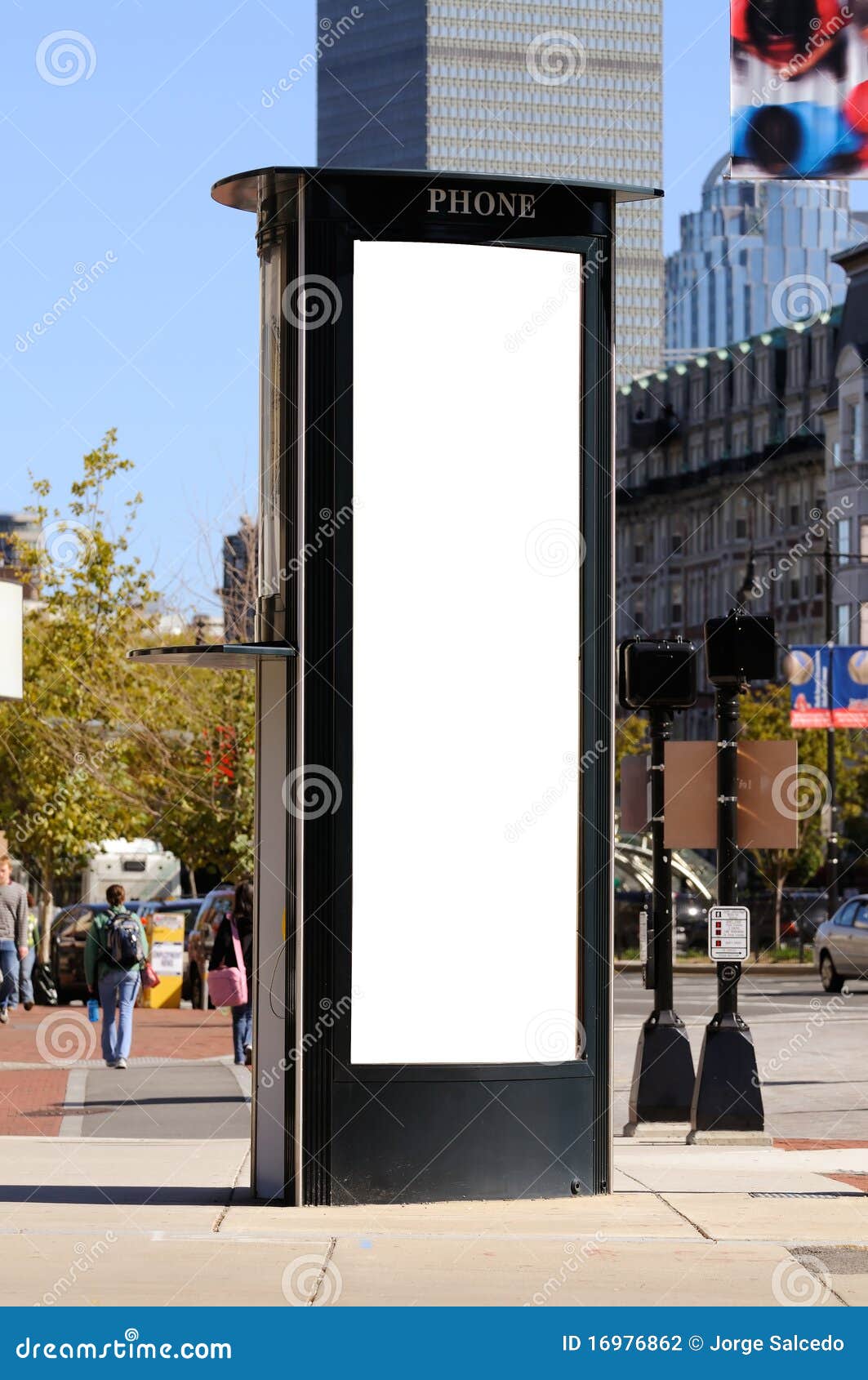 Tall, Vertical Billboard on Phone Booth Stock Photo - Image of blank ...