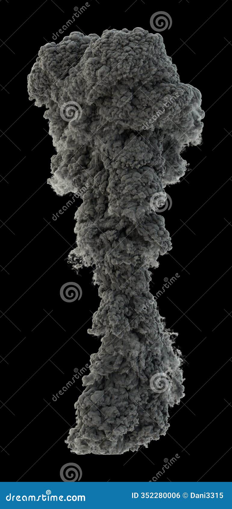 Tall Volumetric Smoke Column with Dense Layers Stock Photo - Image of ...