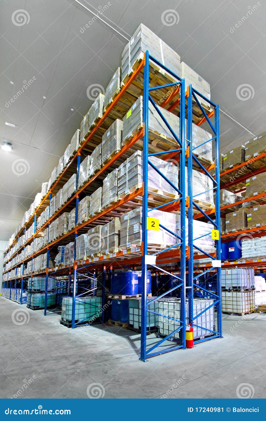 Tall warehouse shelf stock image. Image of storage, barrels - 17240981