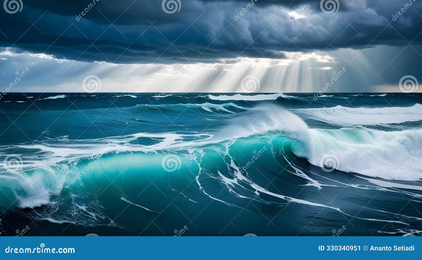 Tall Waves on the Surface of the Ocean Stock Illustration ...