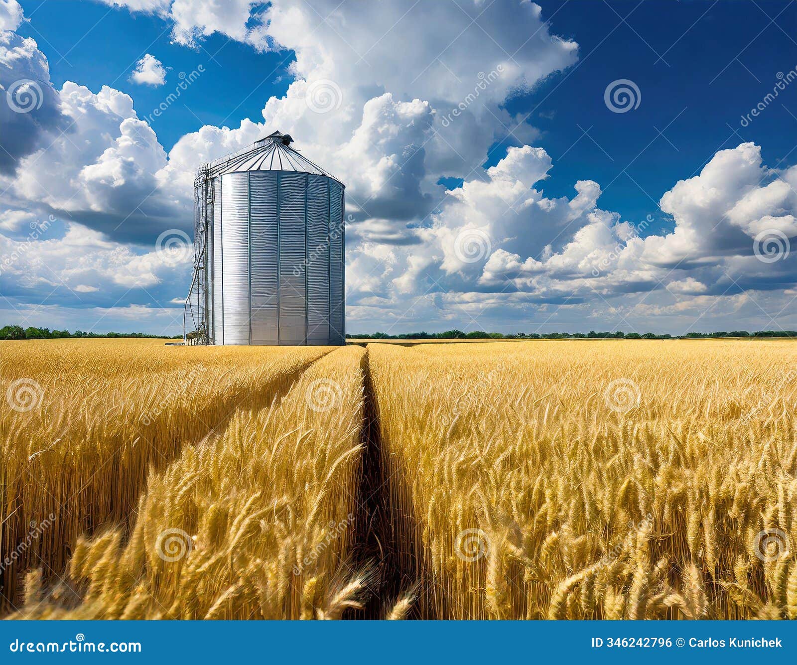 A Tall Wheat Silo Features a High Definition Image of Serene Endless ...