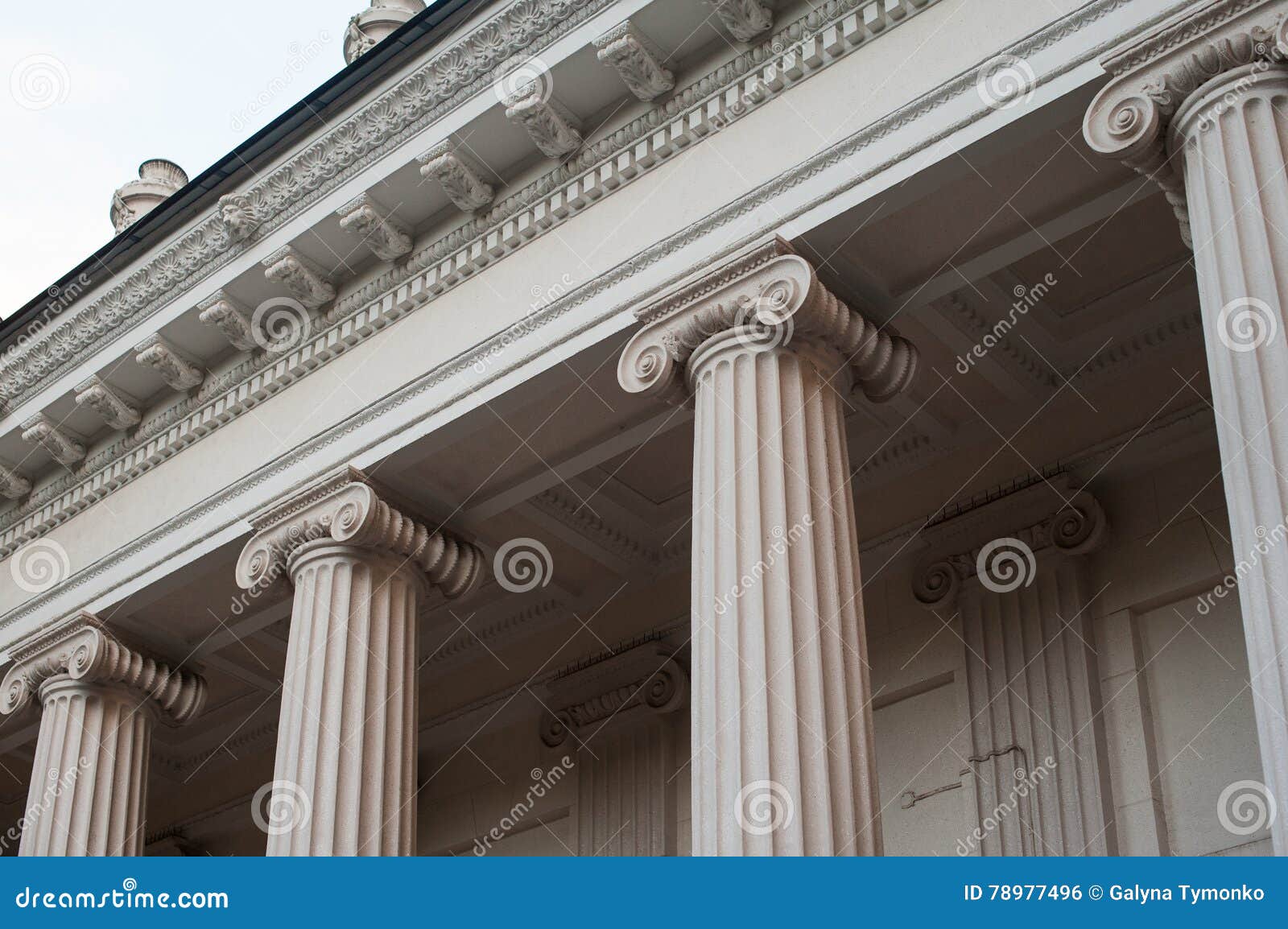 Tall White Columns of the Building Facade Stock Photo - Image of ...