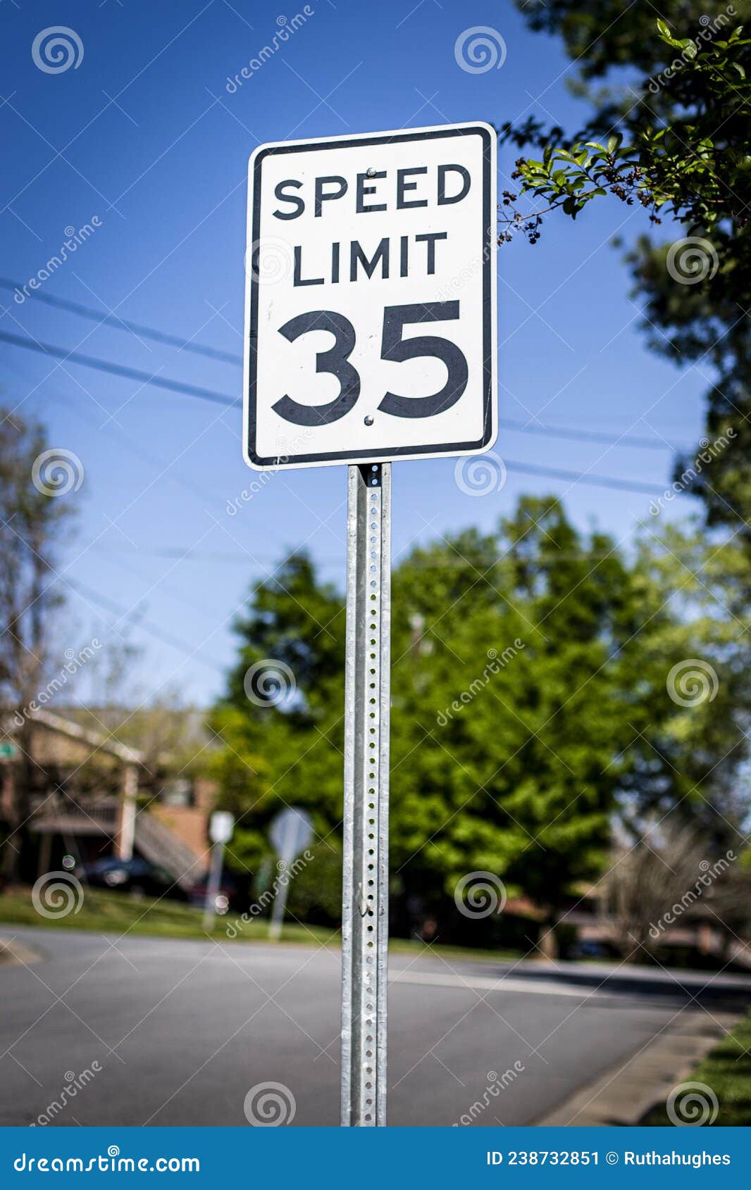 A Tall White Speed Limit Sign Stock Image - Image of billboard ...