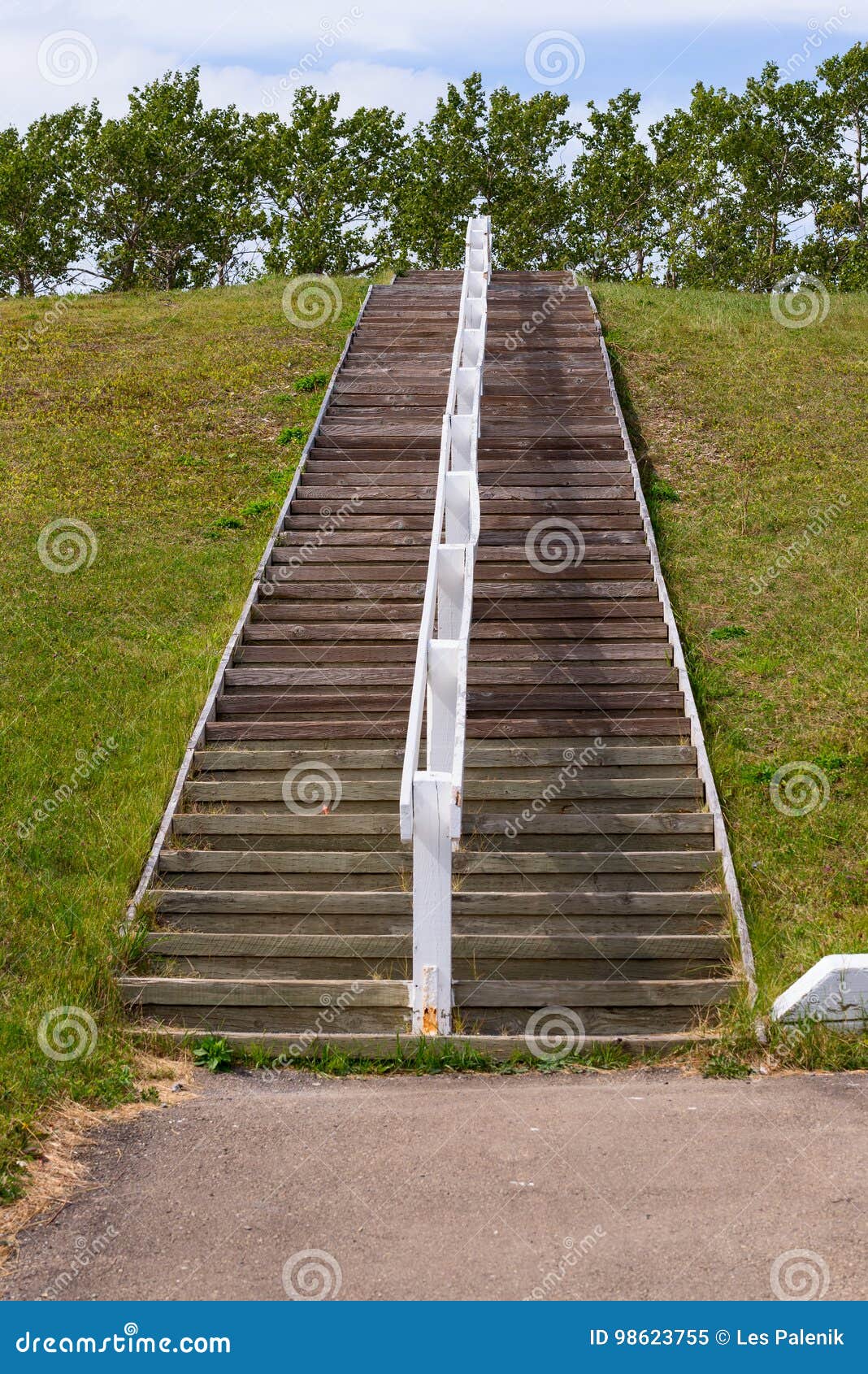 Tall wooden staircase stock image. Image of long, stairs - 98623755