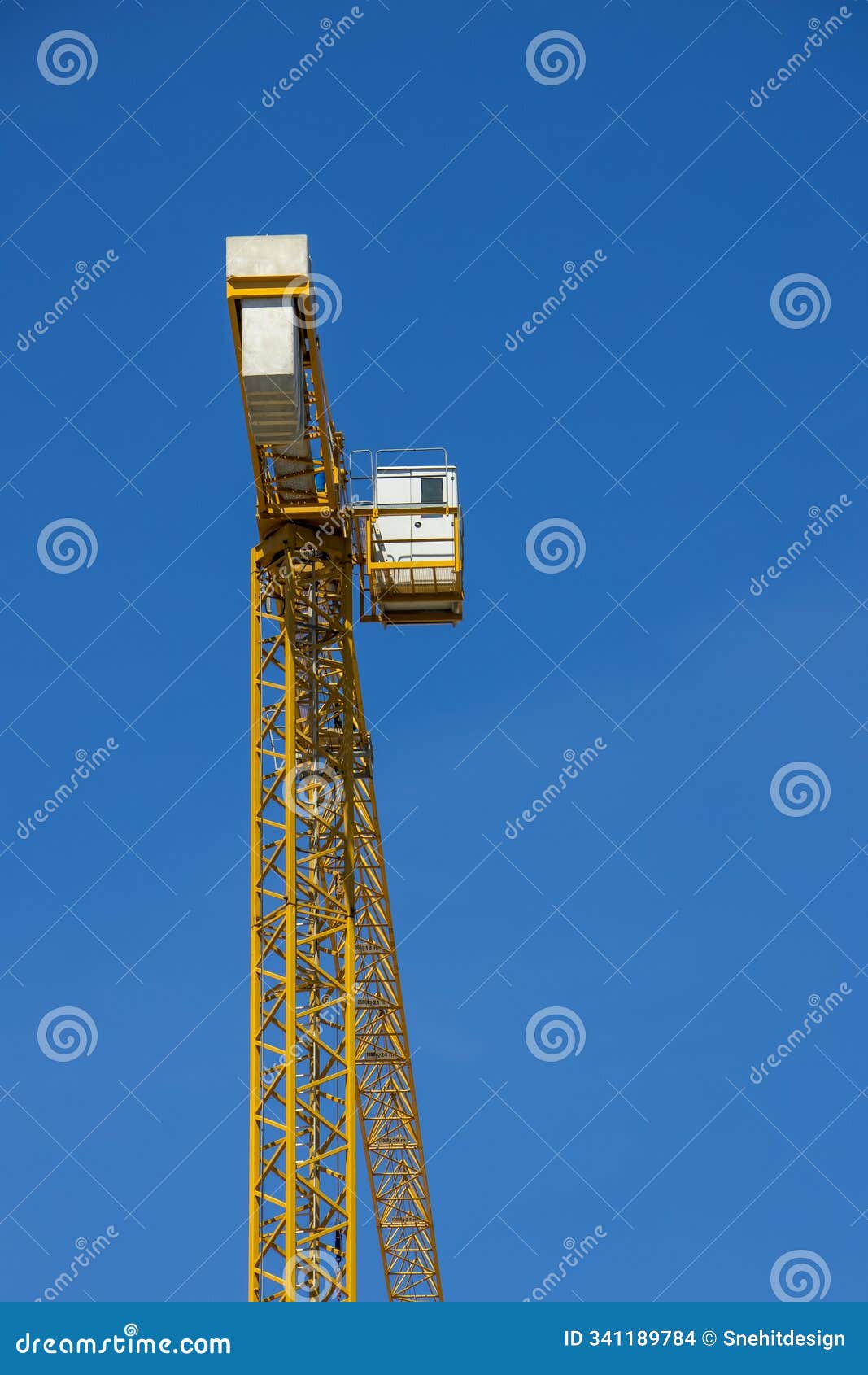 Tall Yellow Construction Crane Against Blue Sky Stock Photo - Image of ...