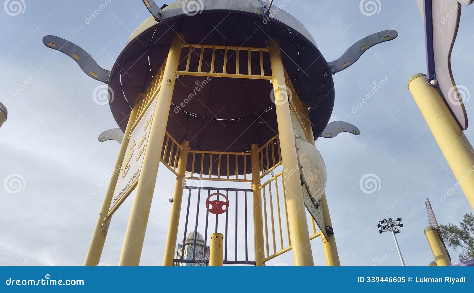 Tall Yellow Playground Tower Structure with Circular Roof Stock Image ...