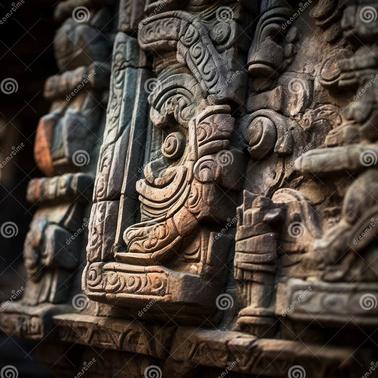 Tallados Antiguos En La Pared De Un Edificio Stock de ilustración ...