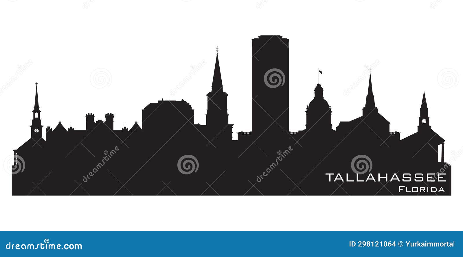 Tallahassee Skyline Monochrome Silhouette Cartoon Vector 131829791