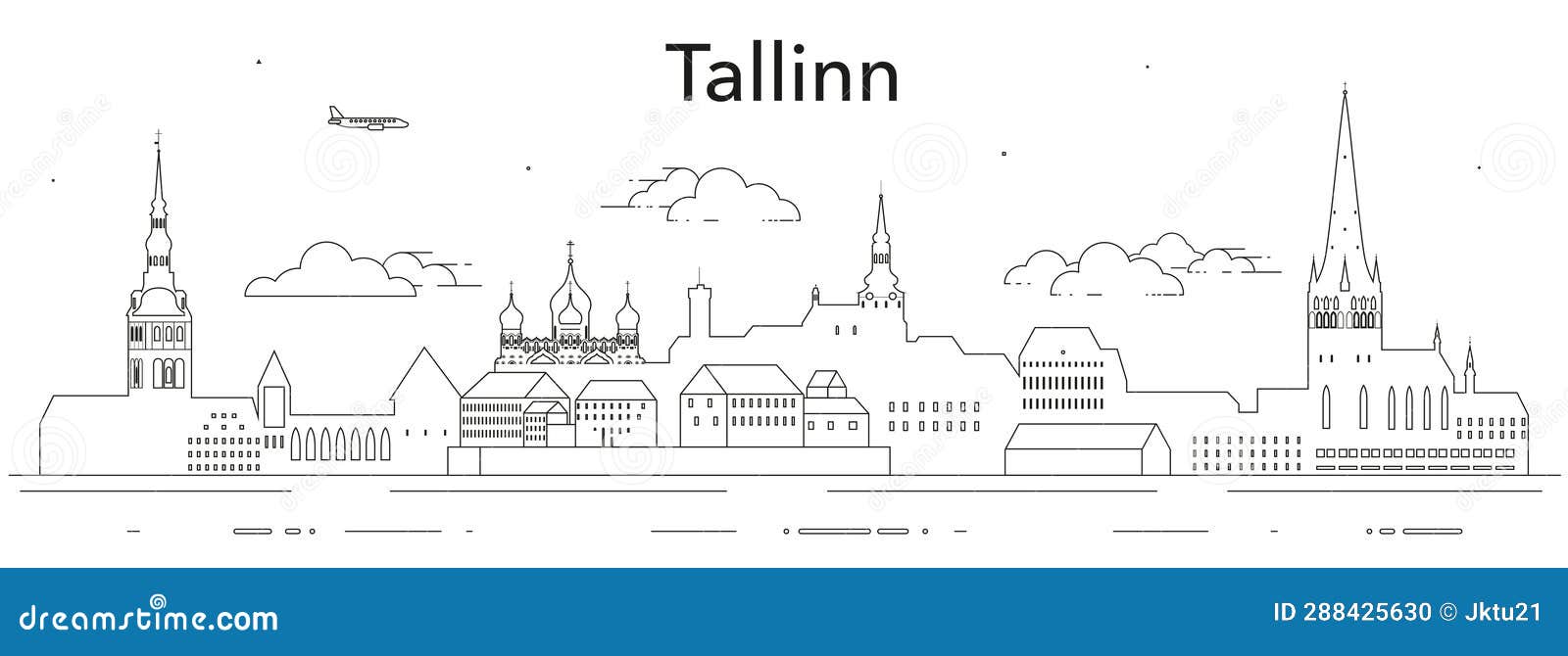 Tallinn Cityscape Line Art Vector Illustration Stock Vector ...