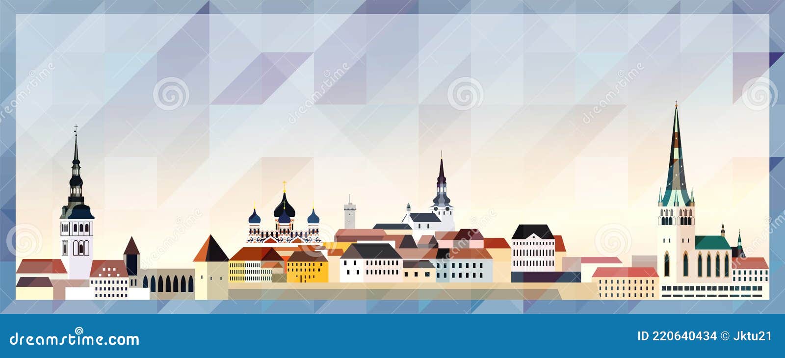 Tallinn Skyline Vector Colorful Poster on Beautiful Triangular Texture ...