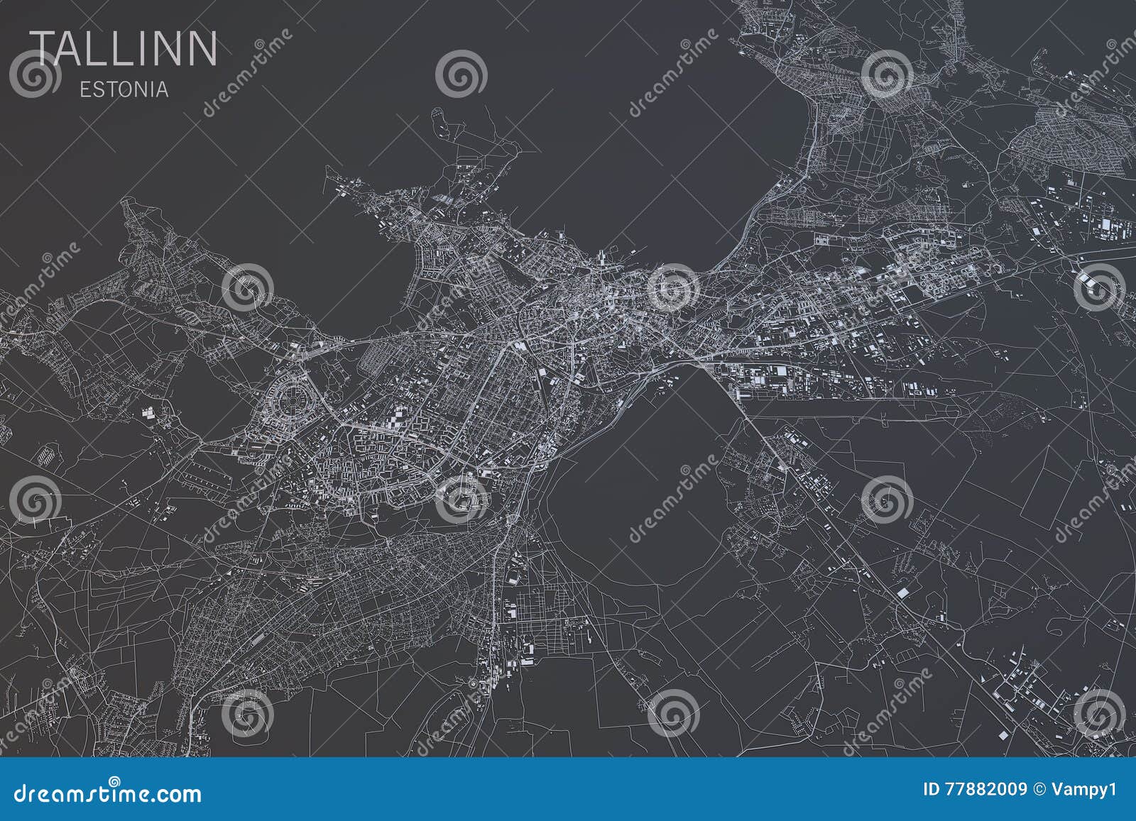 Tallinn Map, Satellite View, City, Estonia Stock Illustration ...