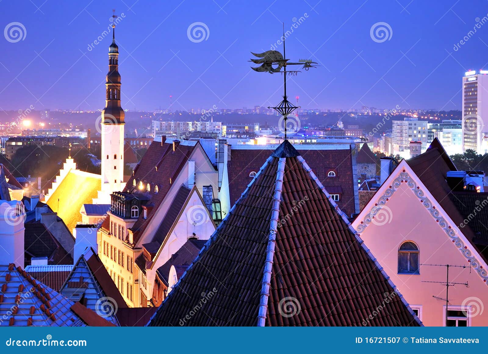 Tallinn at night stock image. Image of romantic, blue - 16721507
