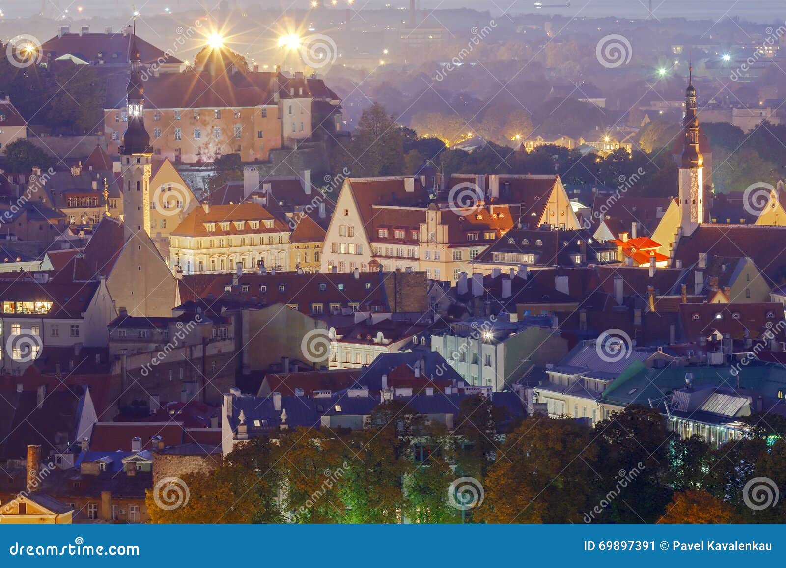 Tallinn at Night from a Height. Stock Image - Image of dusk, building ...