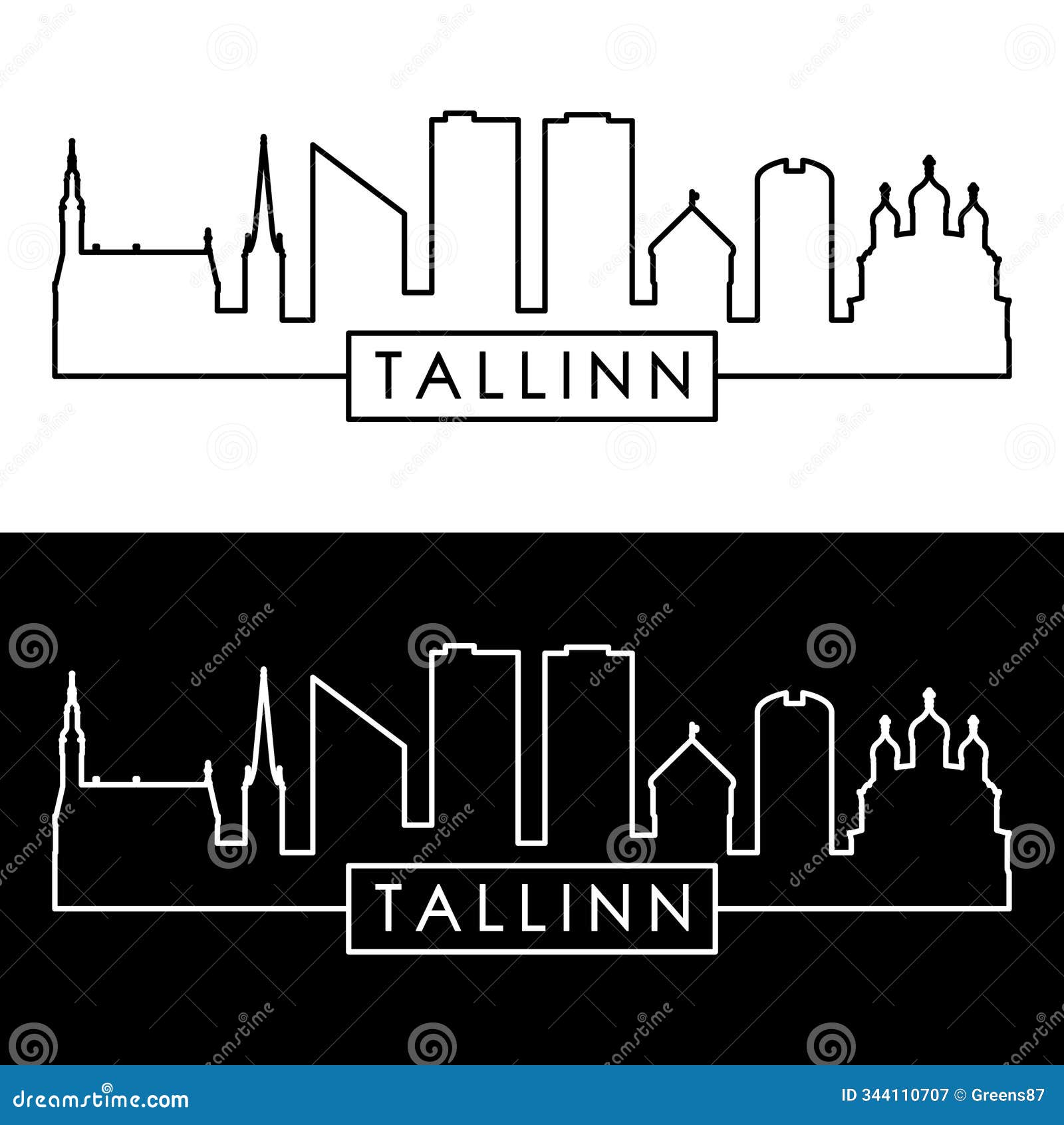 Tallinn Skyline Vector Colorful Poster On Beautiful Triangular Texture ...