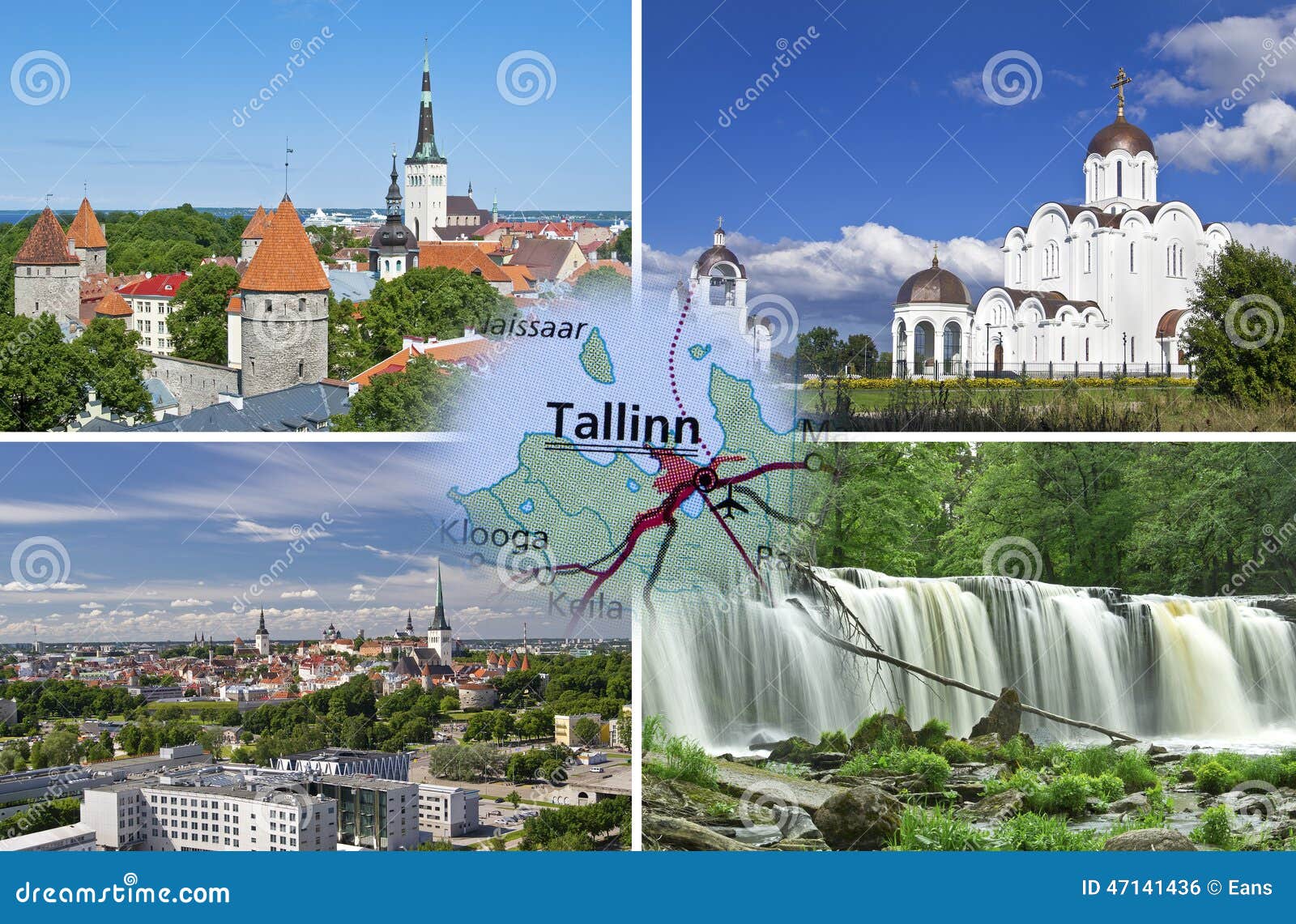 Tallinn in summer collage stock photo. Image of aerial - 47141436