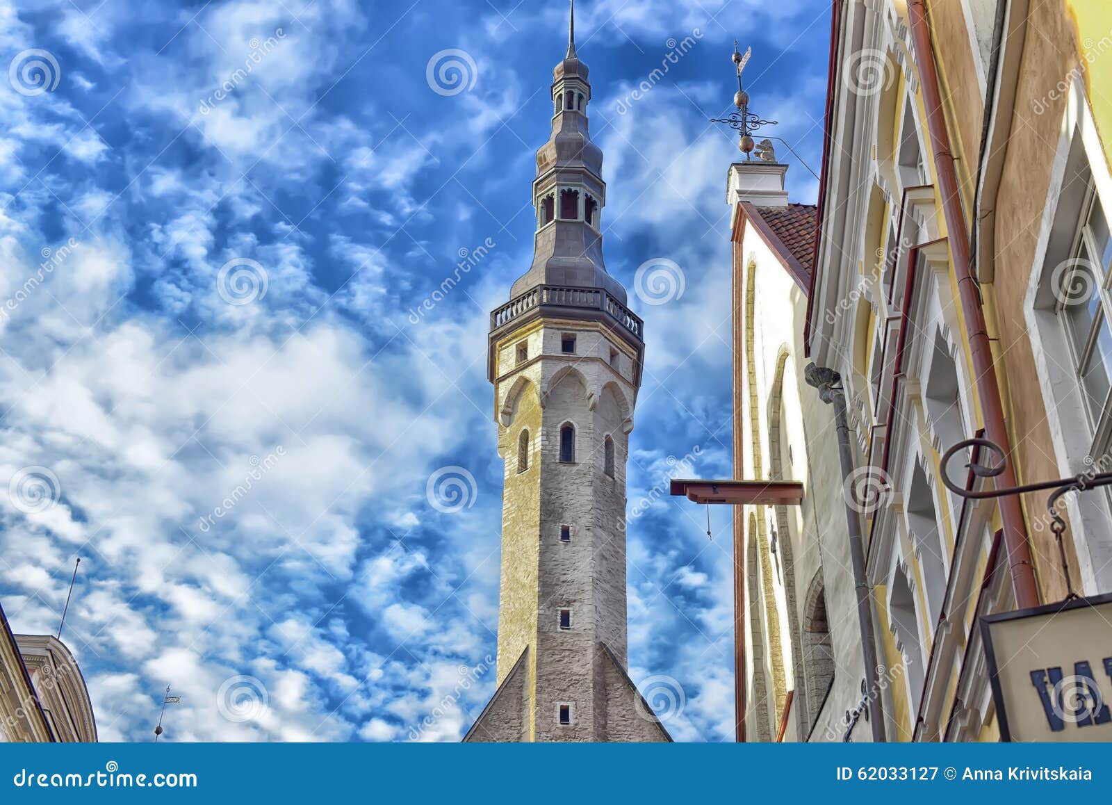 Tallinn Town Hall Tower editorial photography. Image of hanseatic ...