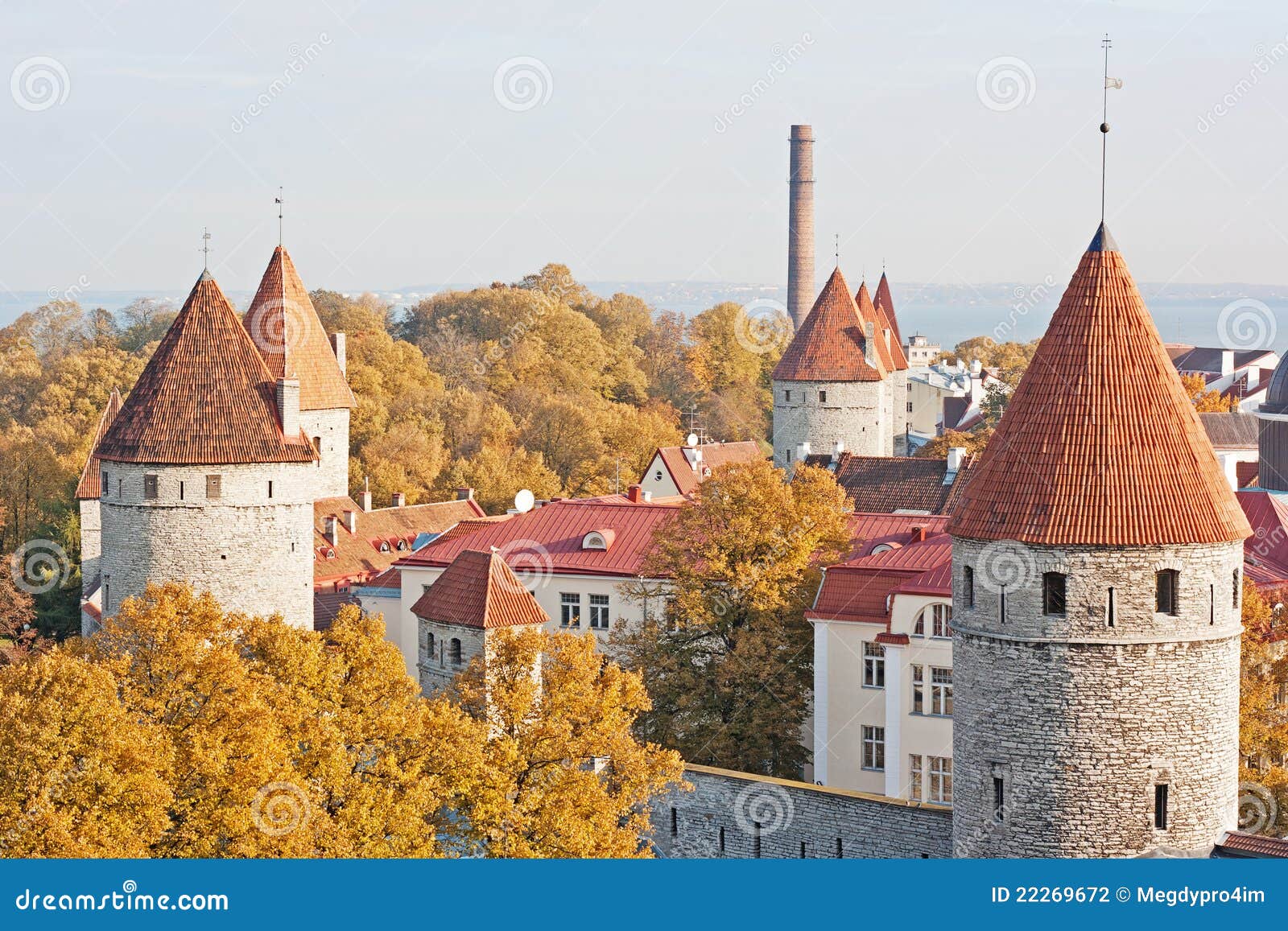 Tallinn wall towers stock photo. Image of baltics, dome - 22269672