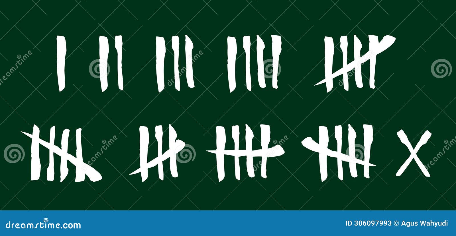 Set of Tally Mark Count Lines Isolated. 3D Illustration. Stock ...