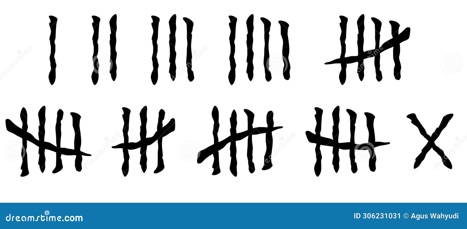 Set of Tally Mark Count Lines Isolated. 3D Illustration. Stock ...