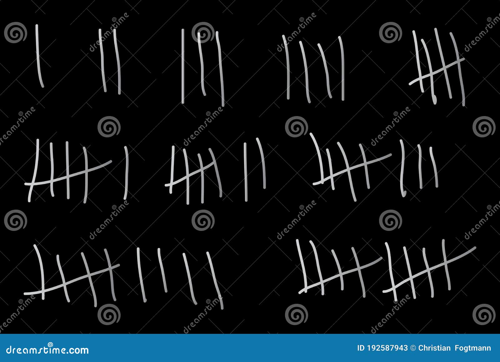 Tally Marks Set Hand Drawn On The Wall Isolated. Counting Characters ...