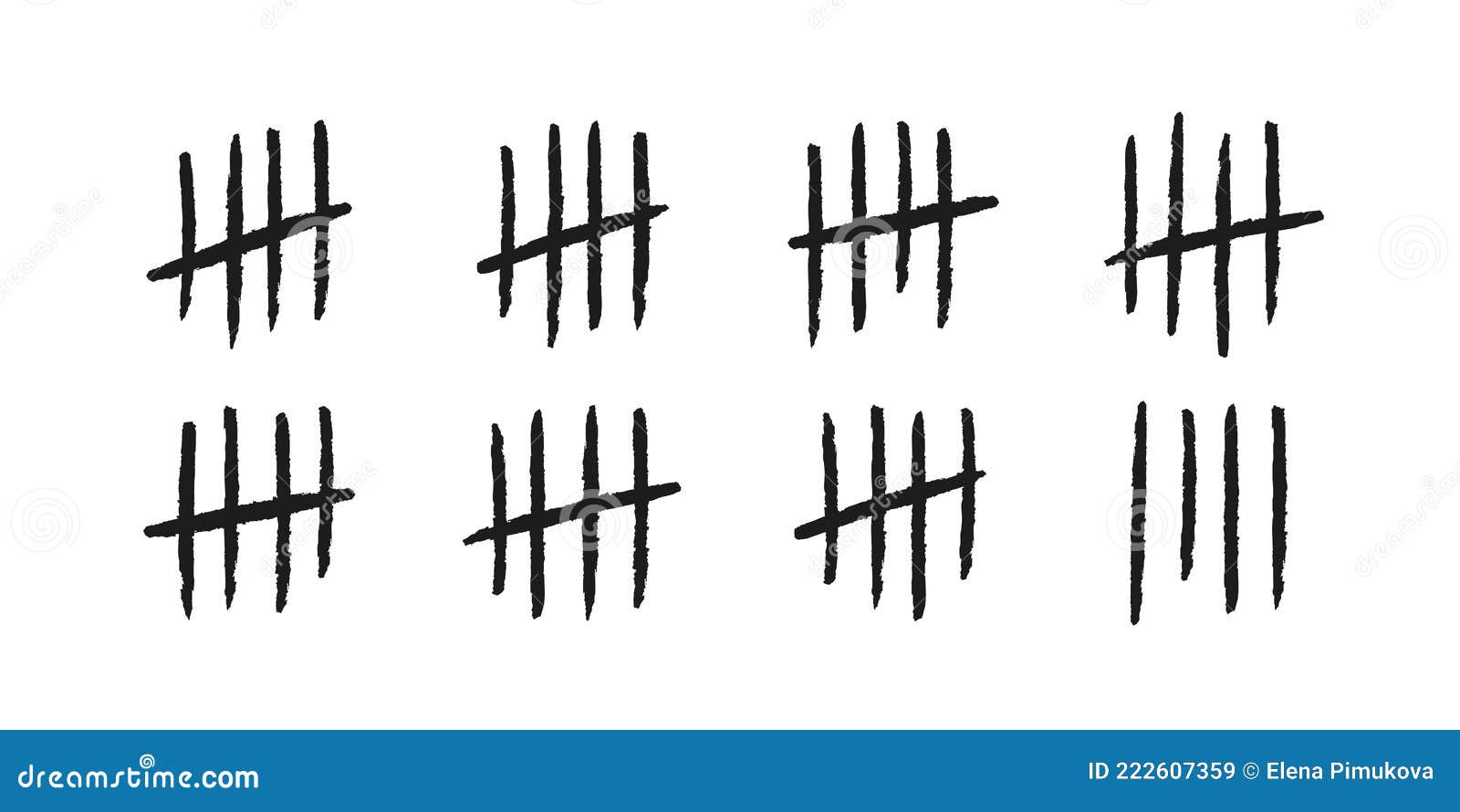 Tally Marks. Hand Drawn Lines Or Sticks Sorted By Four And Crossed Out ...