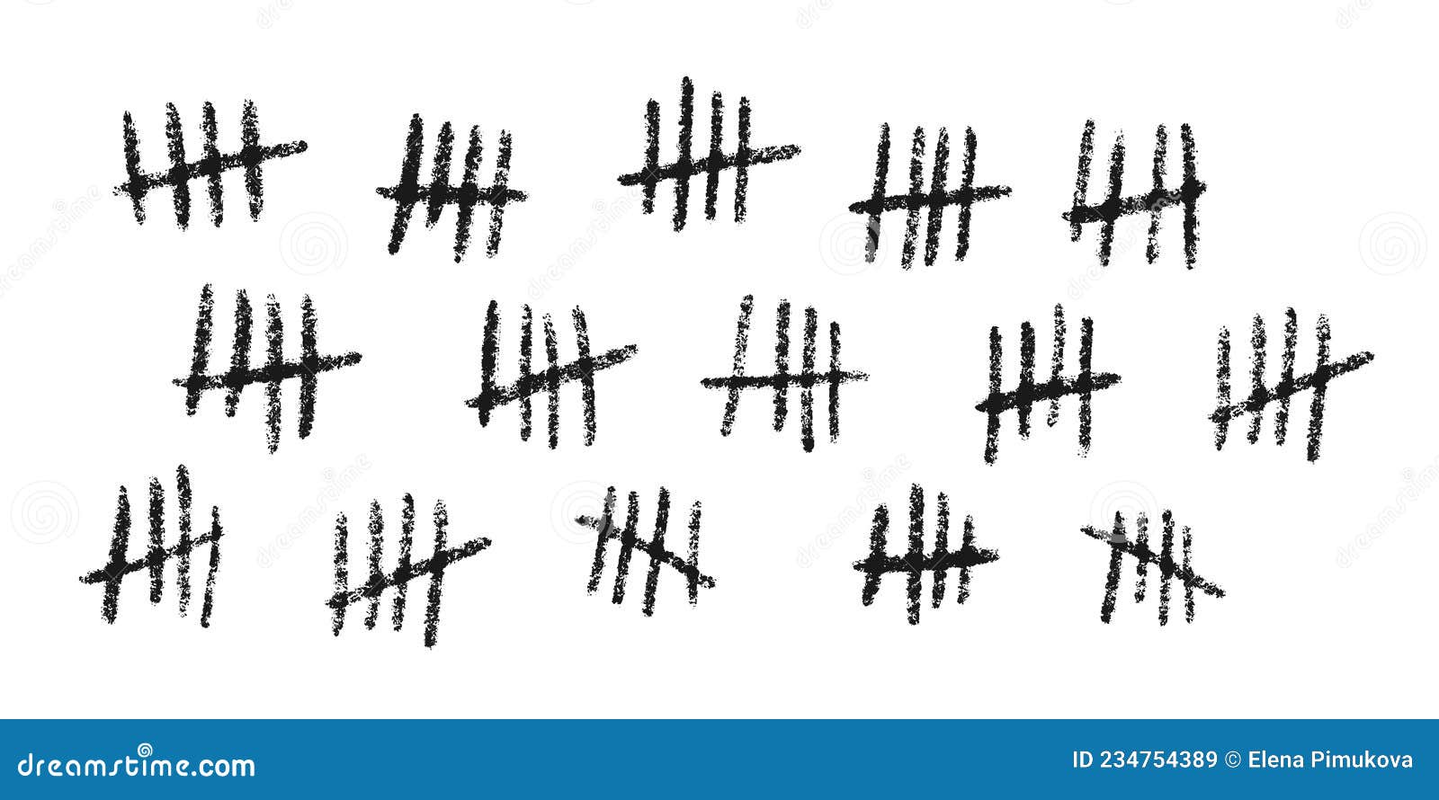 Tally Marks. Hand Drawn Lines or Sticks Sorted by Four and Crossed Out ...
