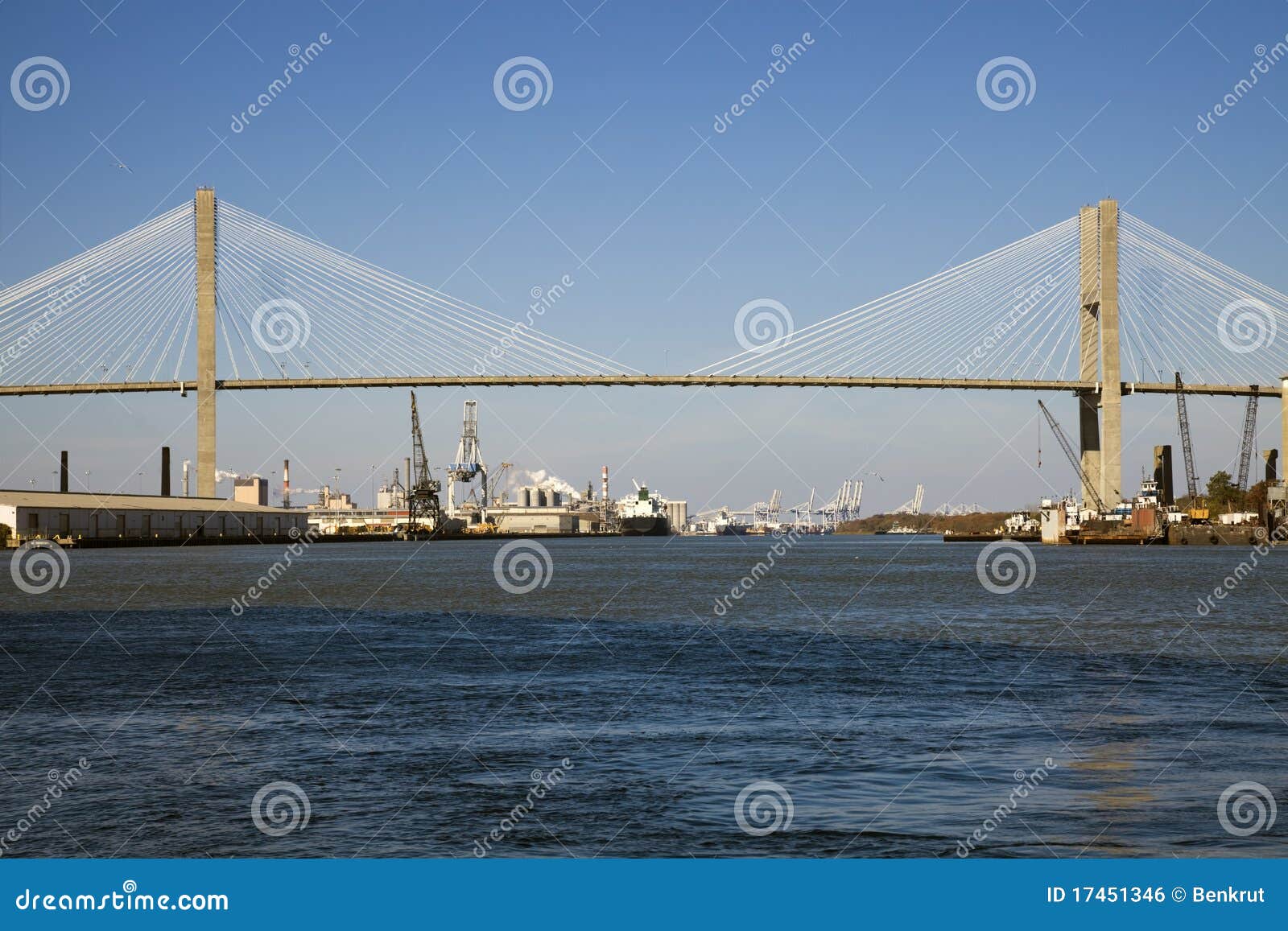 Talmadge Memorial Bridge in Savannah Stock Photo - Image of fall, port ...