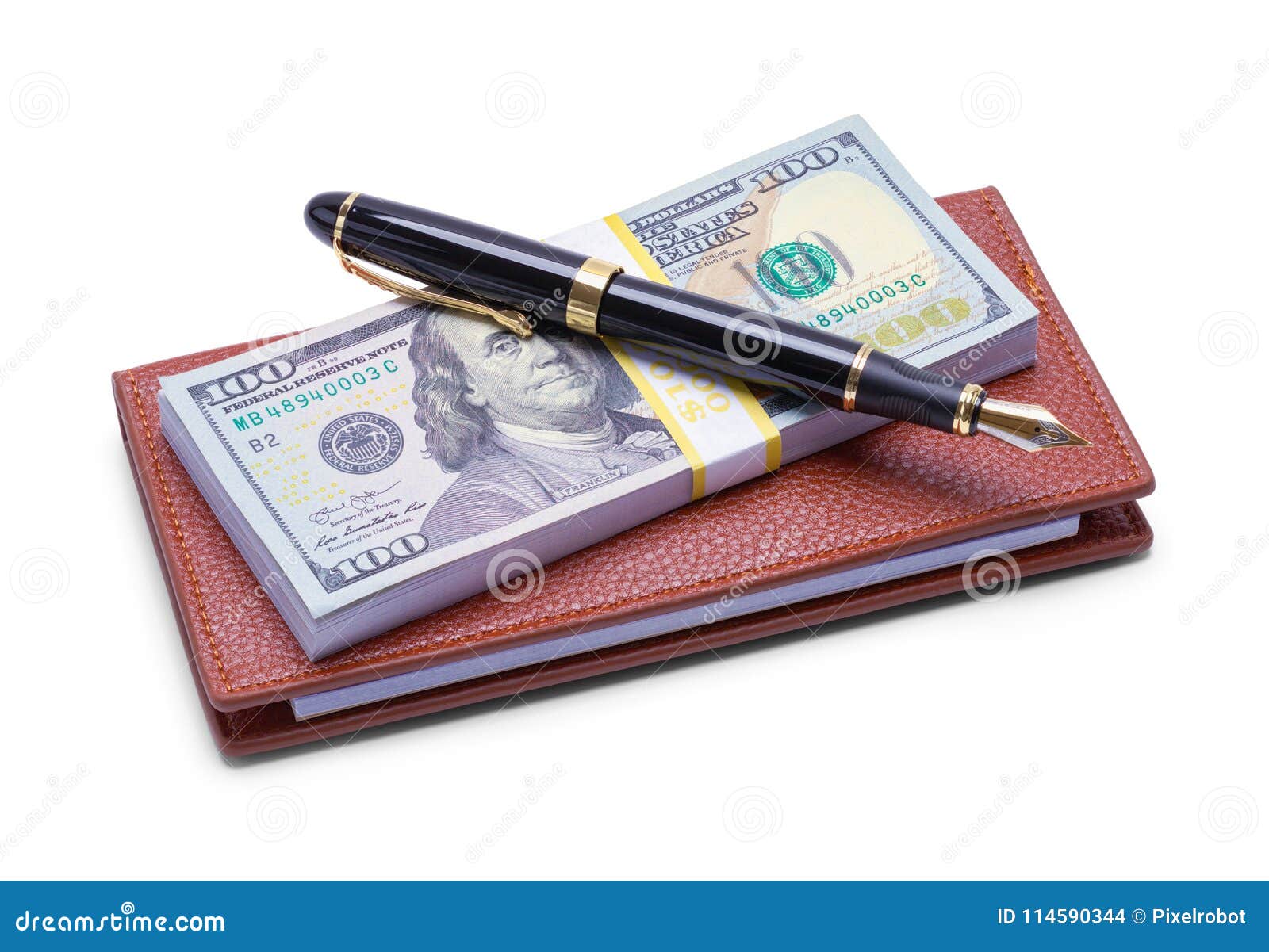 Talonario De Cheques Y Pluma Del Dinero Foto de archivo - Imagen de ...