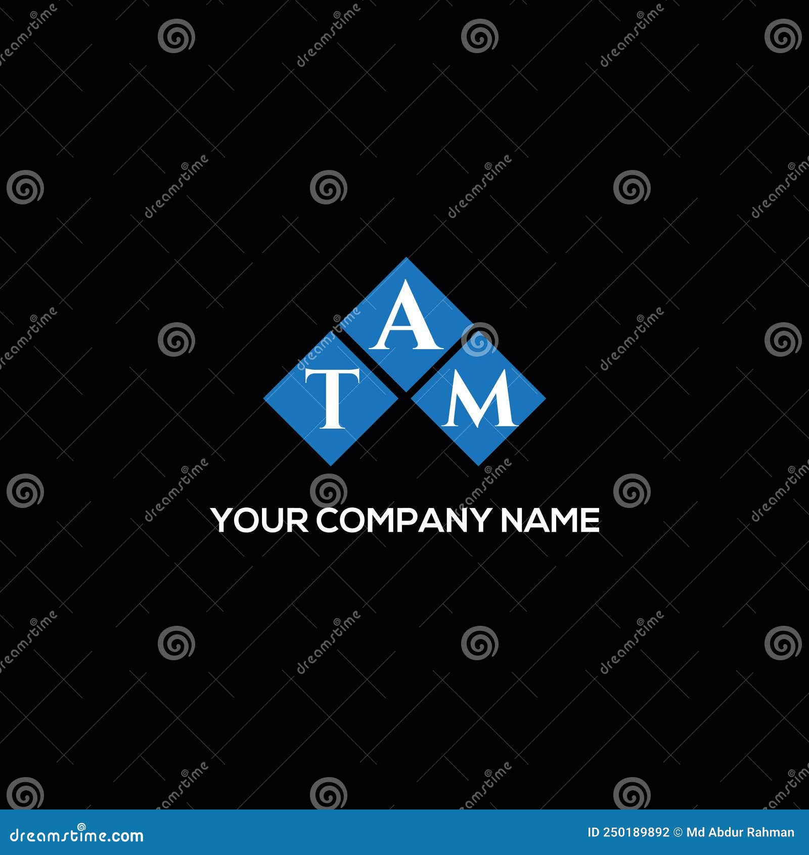 TAM Letter Logo Design on BLACK Background. TAM Creative Initials ...
