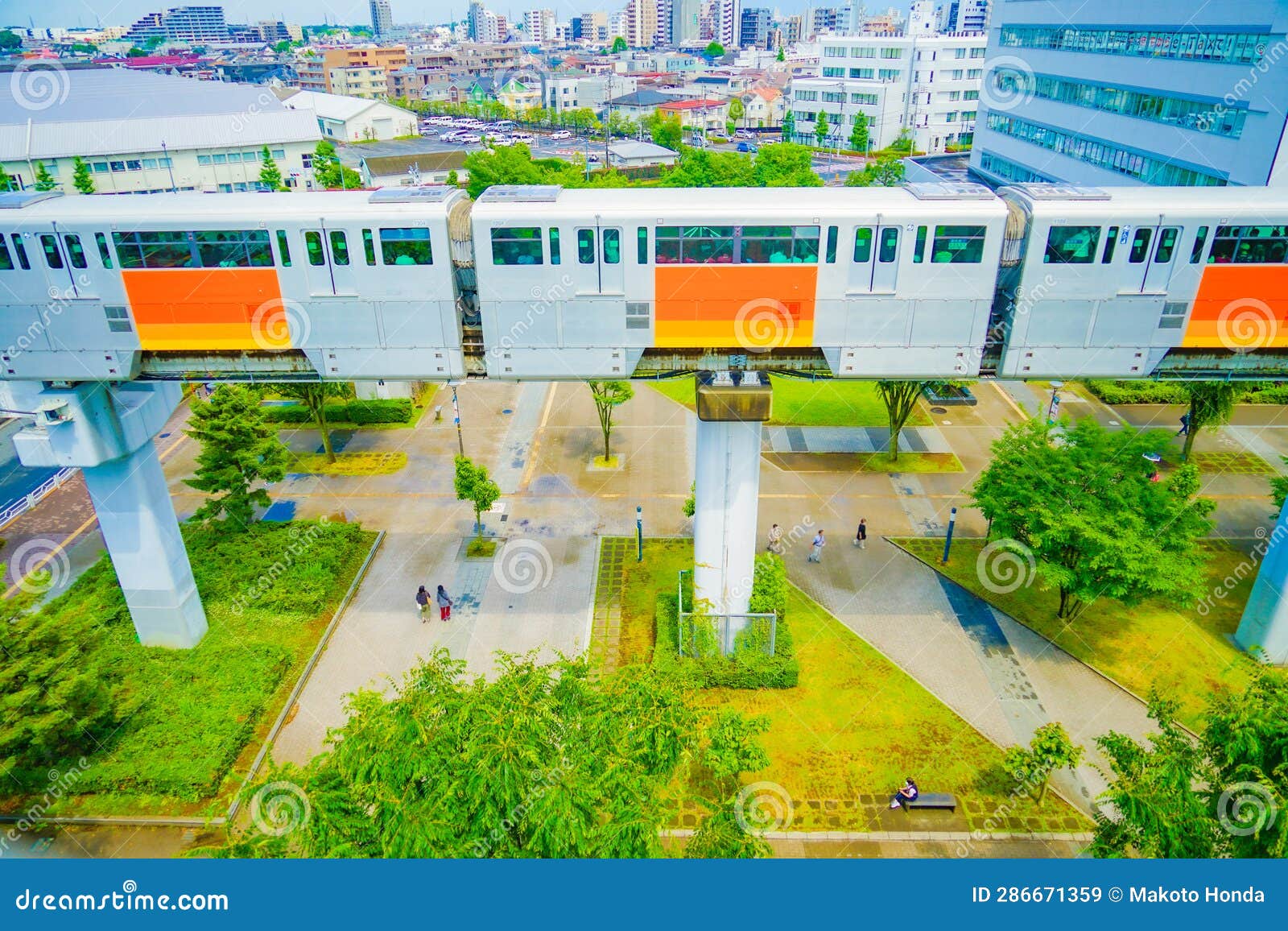 Tama Monorail and Tachikawa Town Stock Image - Image of trees, tree: 286671359