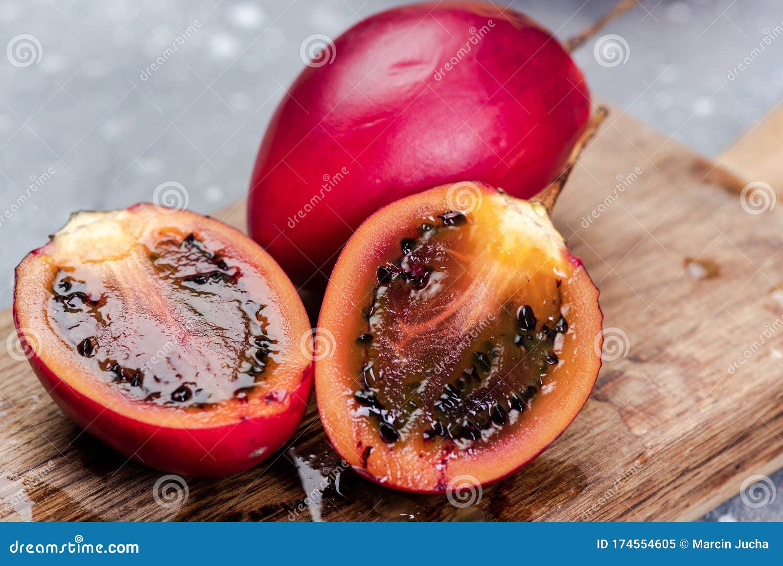 Tamarillo or Tree Tomato Exotic Fruit. Whole and Cut Tamarillo Fruit ...