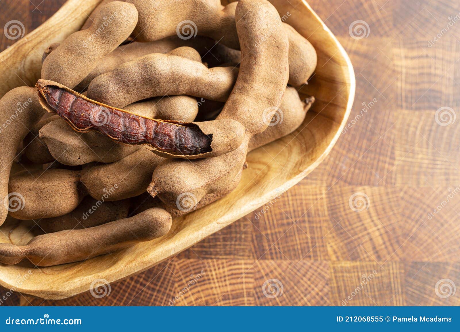 Tamarind Beans in Shell on a Butchers Block Stock Image - Image of ...