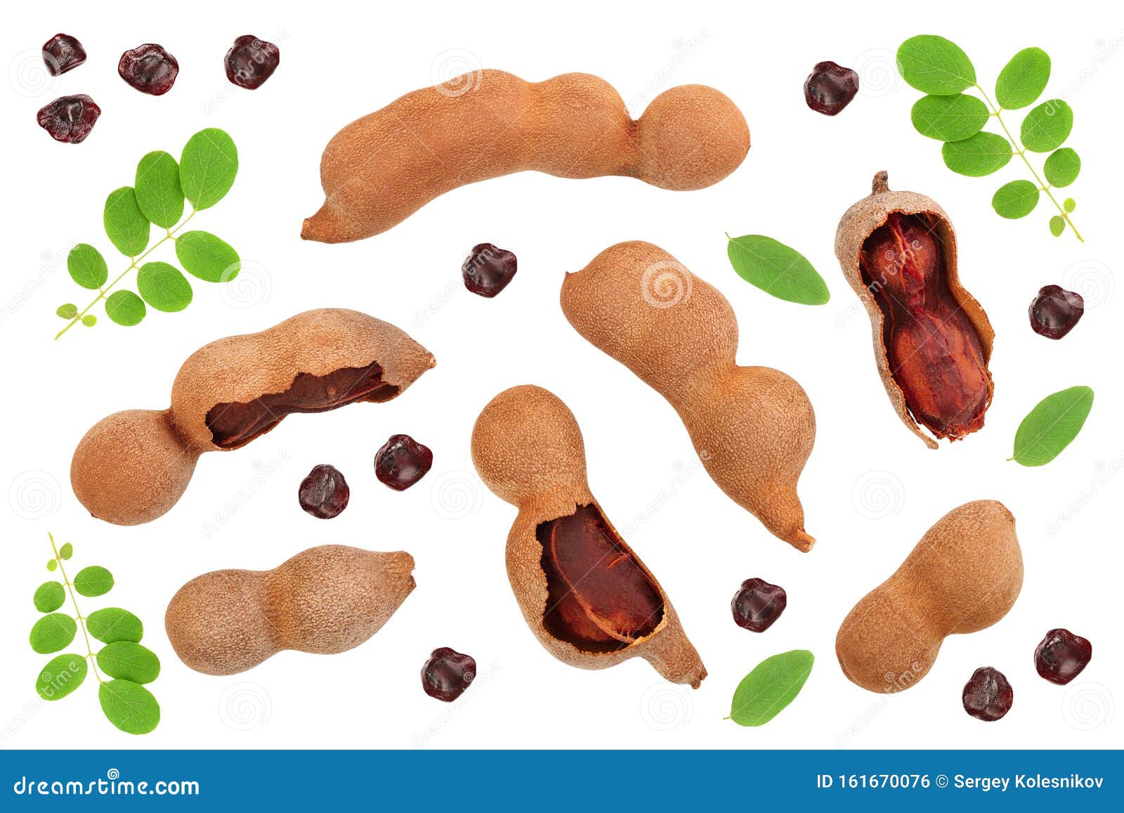 Tamarind Fruit Isolated on White Background, Top View. Flat Lay Stock ...