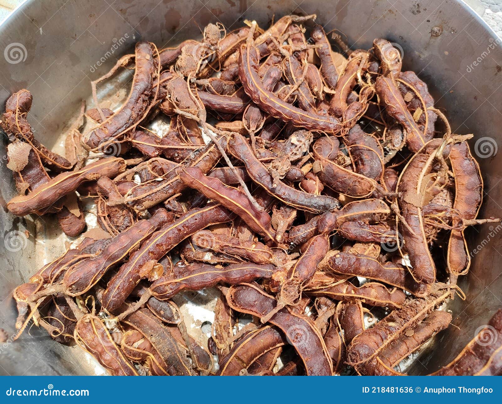 The Tamarind is Peeled and Dried in the Sun. Stock Photo - Image of ...