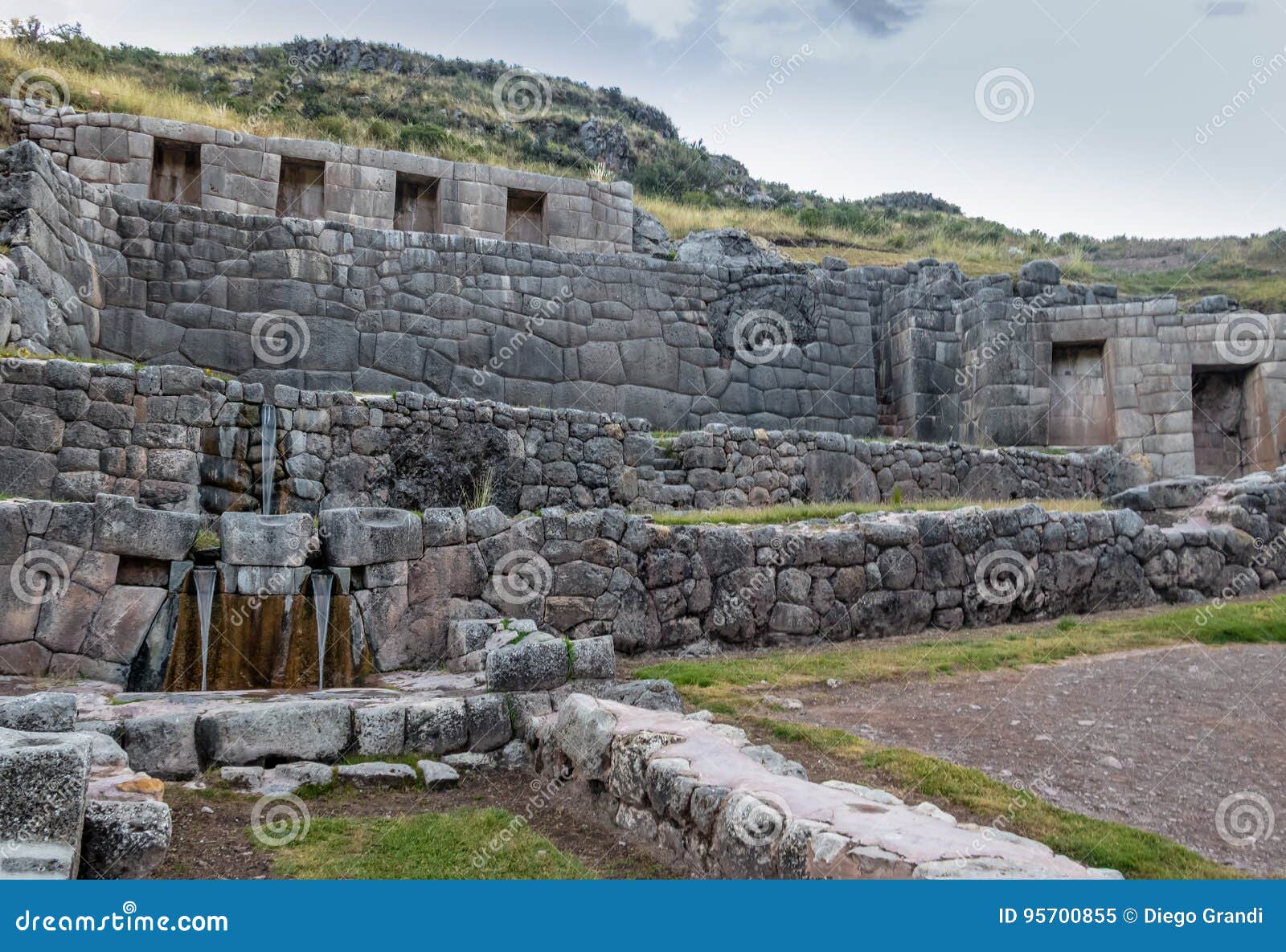 Tambomachay Inca Ruins with Water Spring - Cusco, Peru Stock Image ...