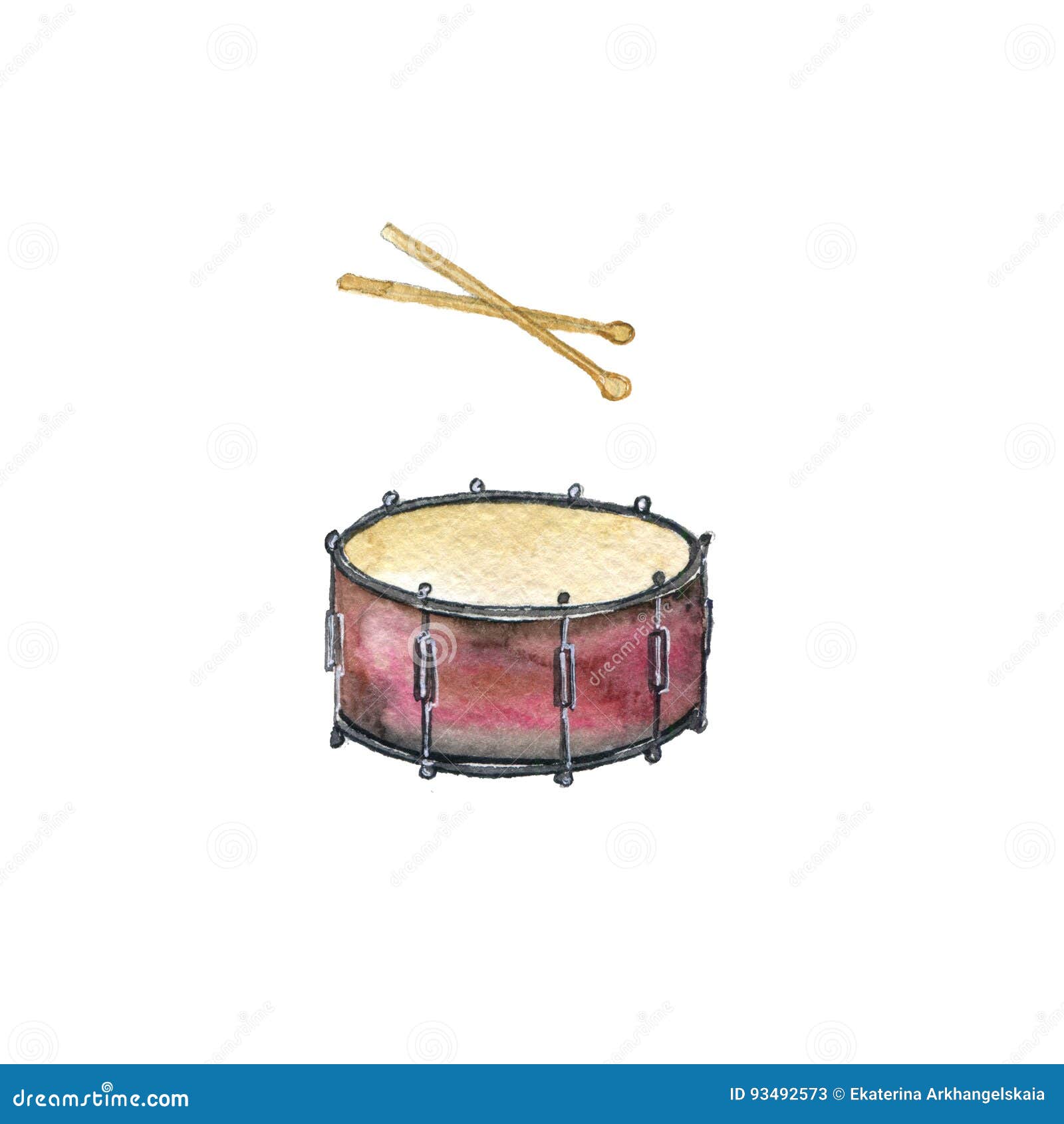 Tamburo Del Disegno Dell'acquerello Illustrazione di Stock ...