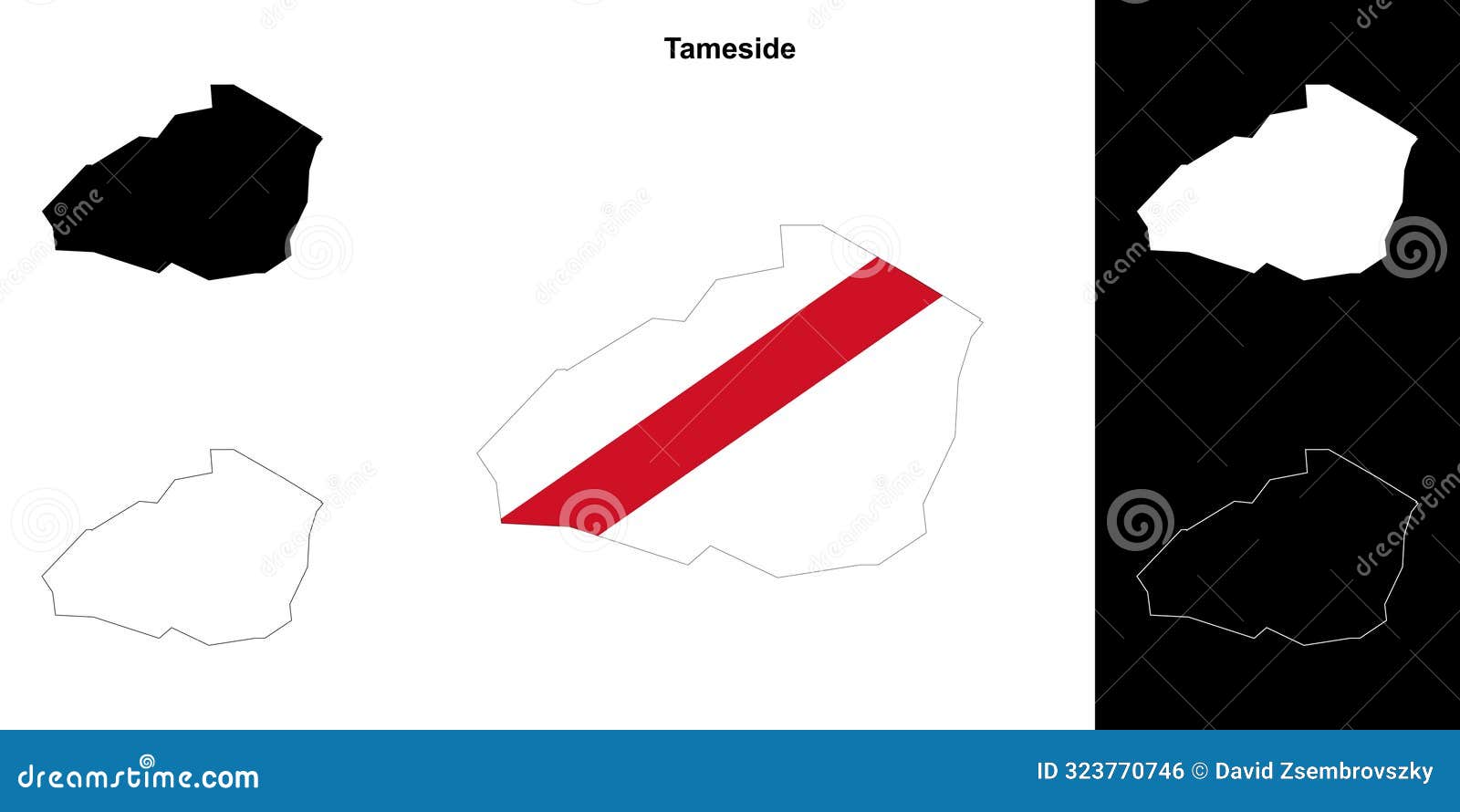 Tameside Outline Map Vector Illustration | CartoonDealer.com #323770746