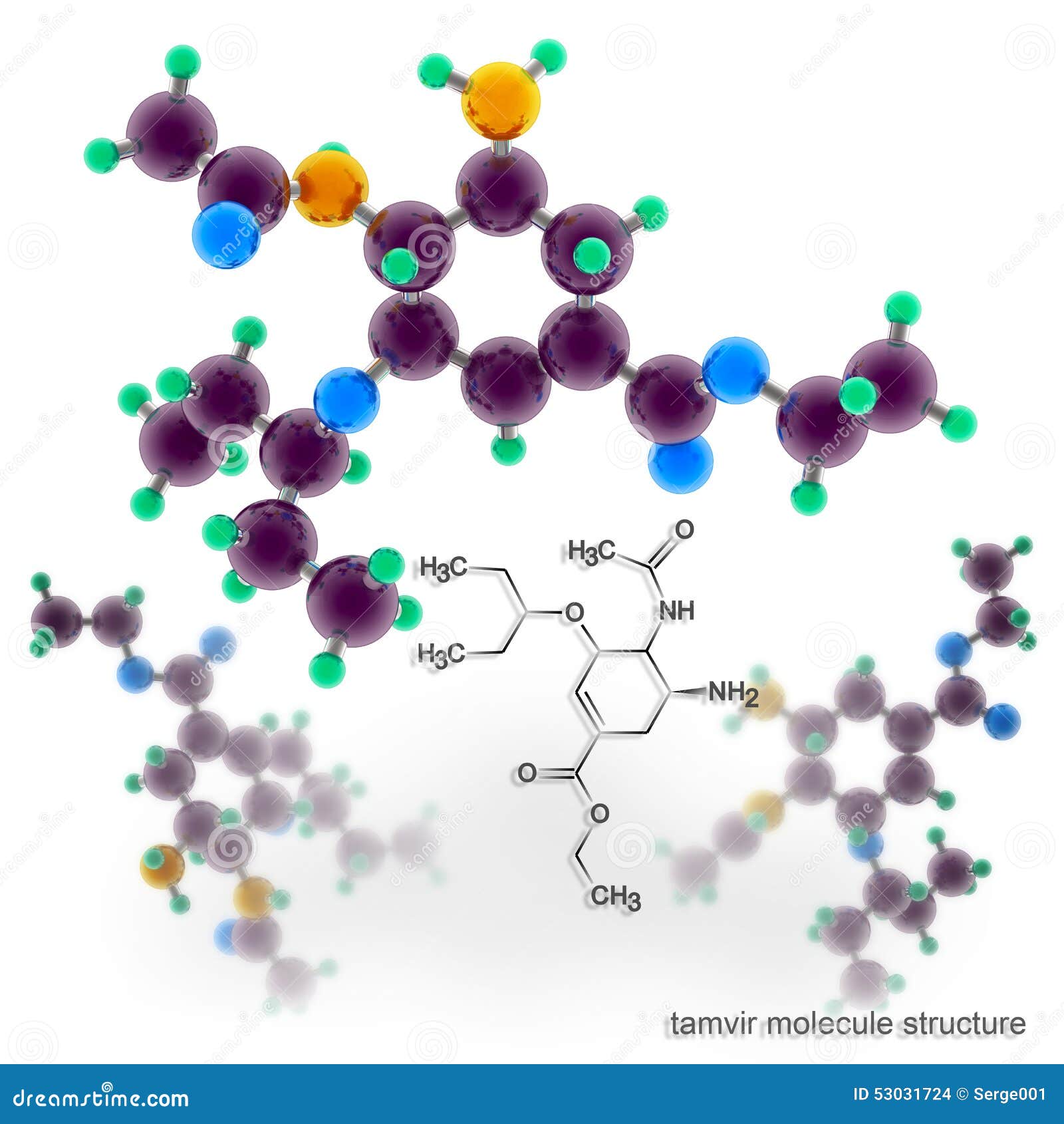 Tamiflu molecule structure stock illustration. Illustration of atom ...