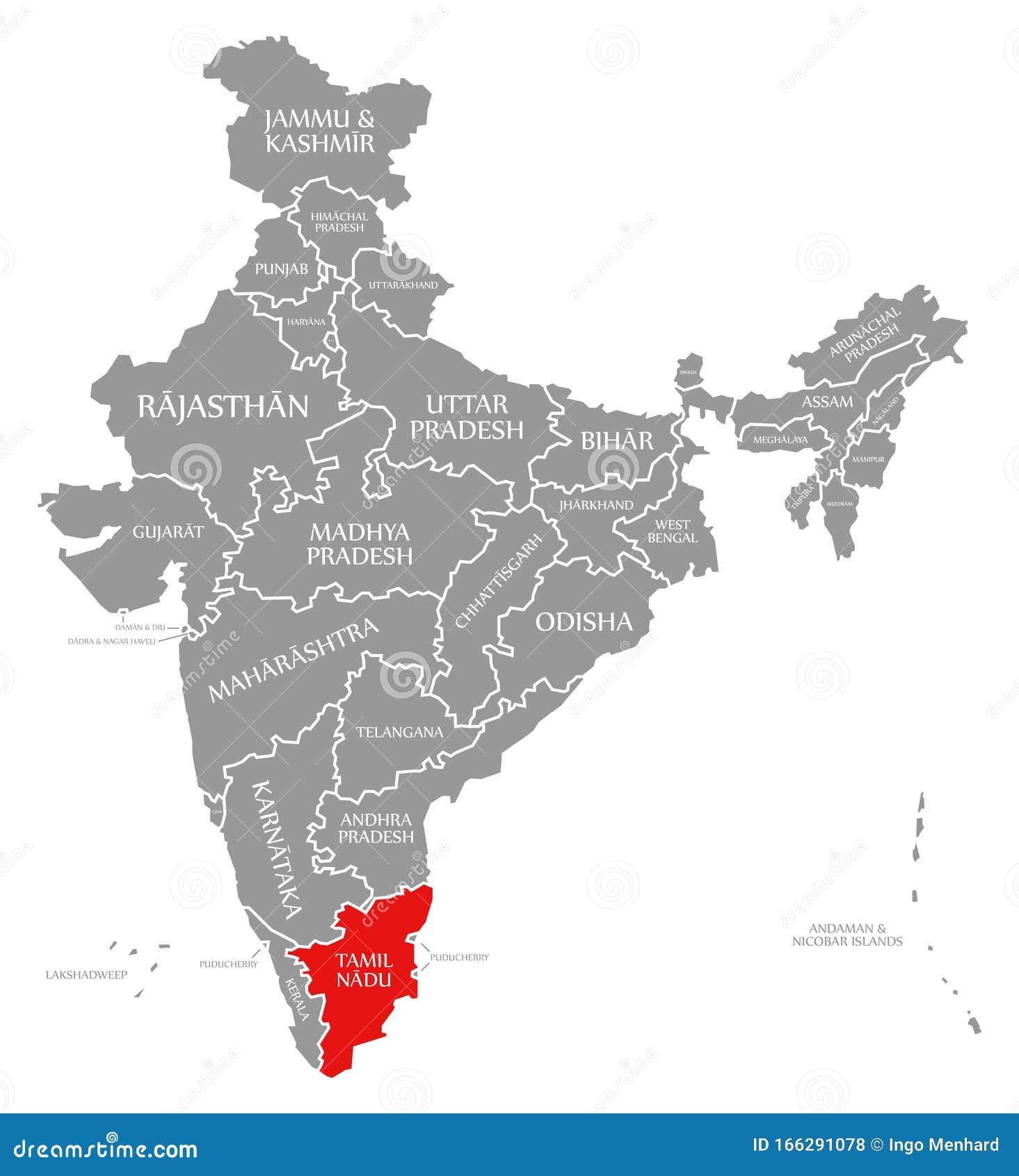 Tamil Nadu Red Highlighted in Map of India Stock Illustration ... Tamil Nadu Red Highlighted in Map of India Stock Illustration ...