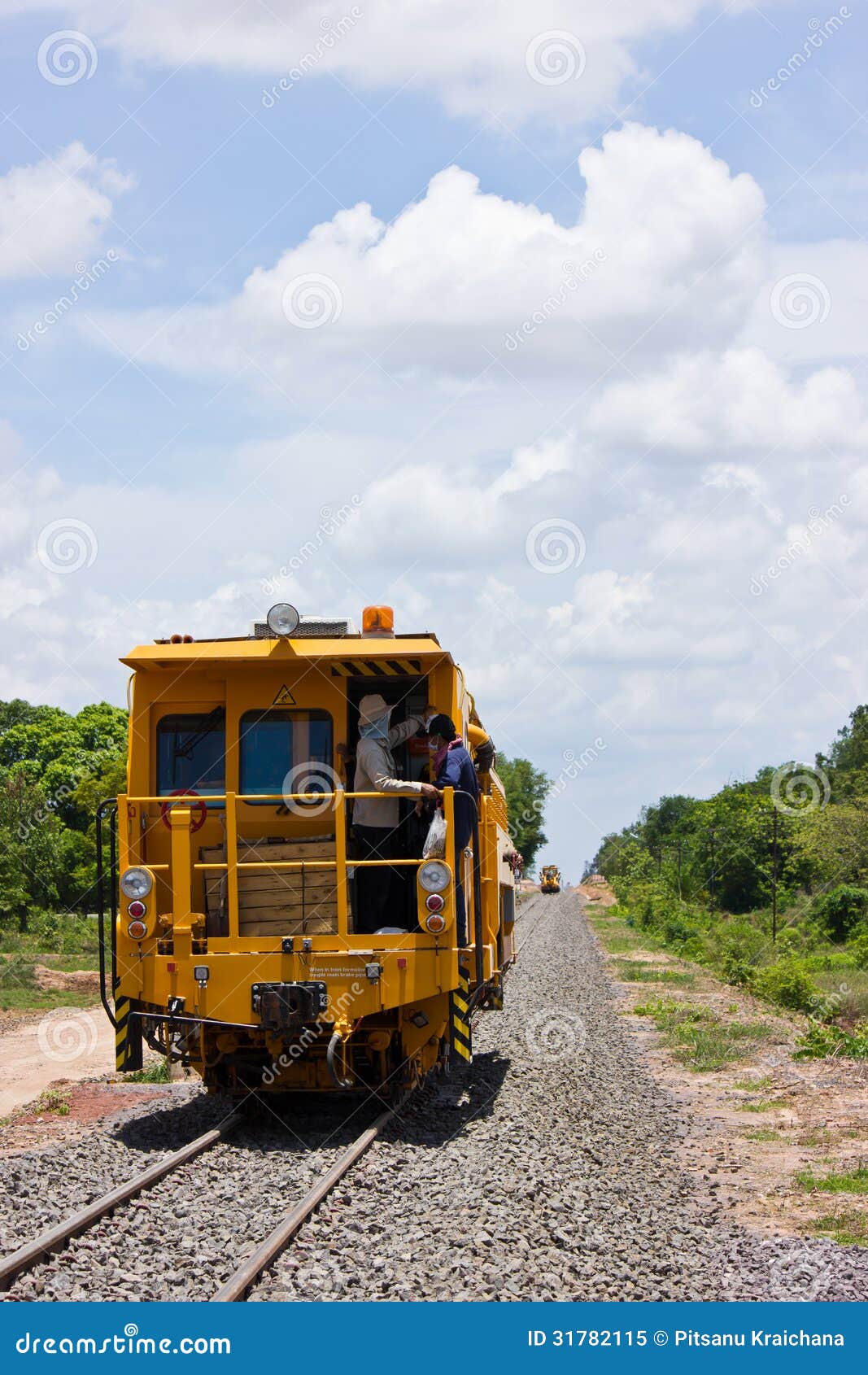 Tamper Ballast , Tamping Machine is Building New Railway. Stock Image ...