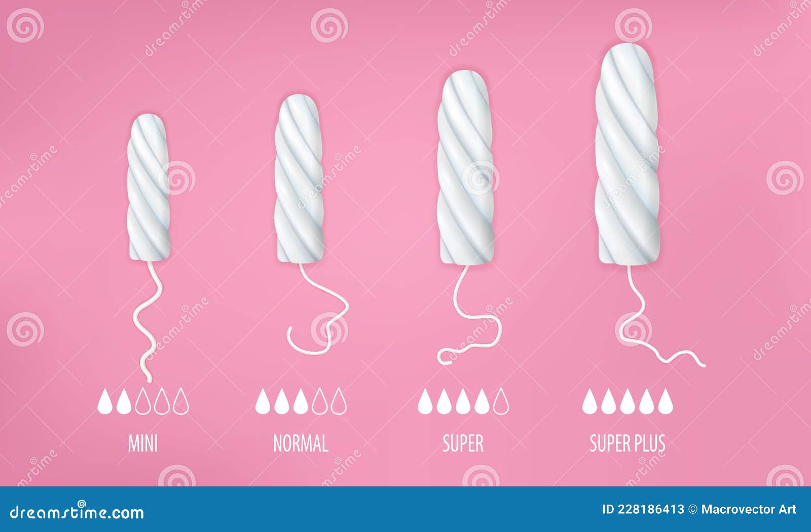 Tampons Size. Realistic Tampon With Silicone Applicator Different Sizes ...