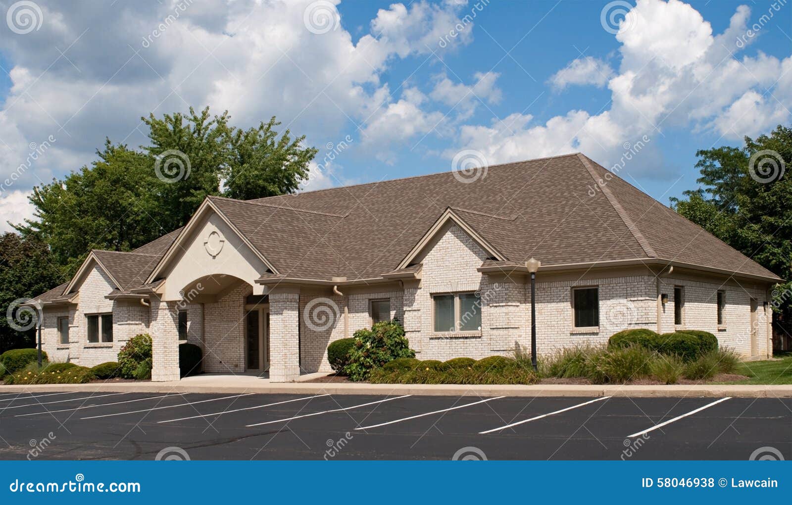 Tan Brick Business Building Stock Photo - Image of cement, pavement ...