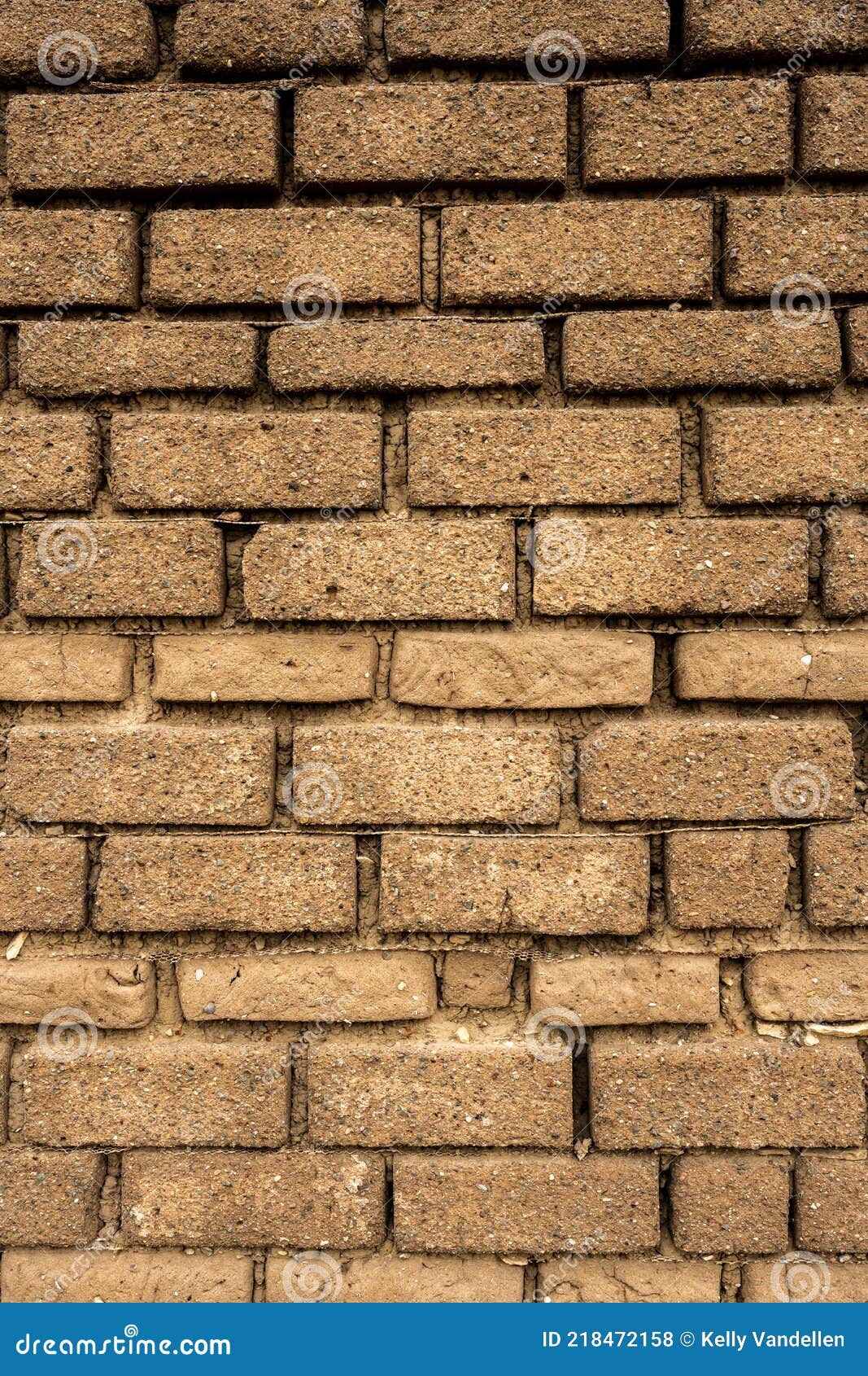 Tan Bricks Stacked Tightly into Wall Stock Photo - Image of built, bend ...