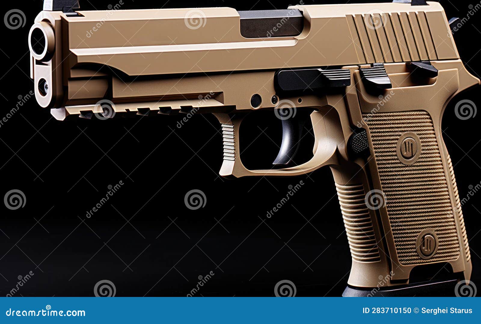 A Tan Gun on a Black Background. Generative AI Image. Stock ...