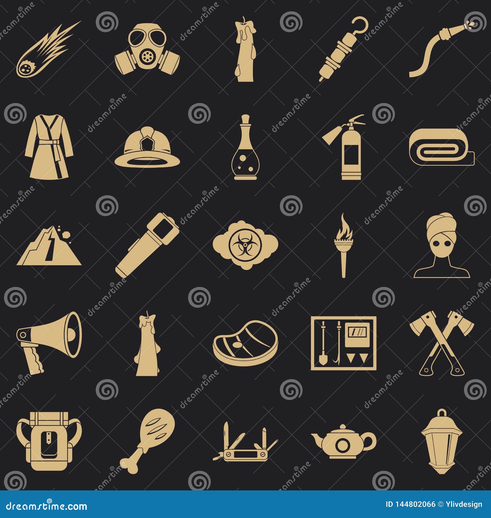 Tan Icons Set, Simple Style Stock Vector - Illustration of flammable ...