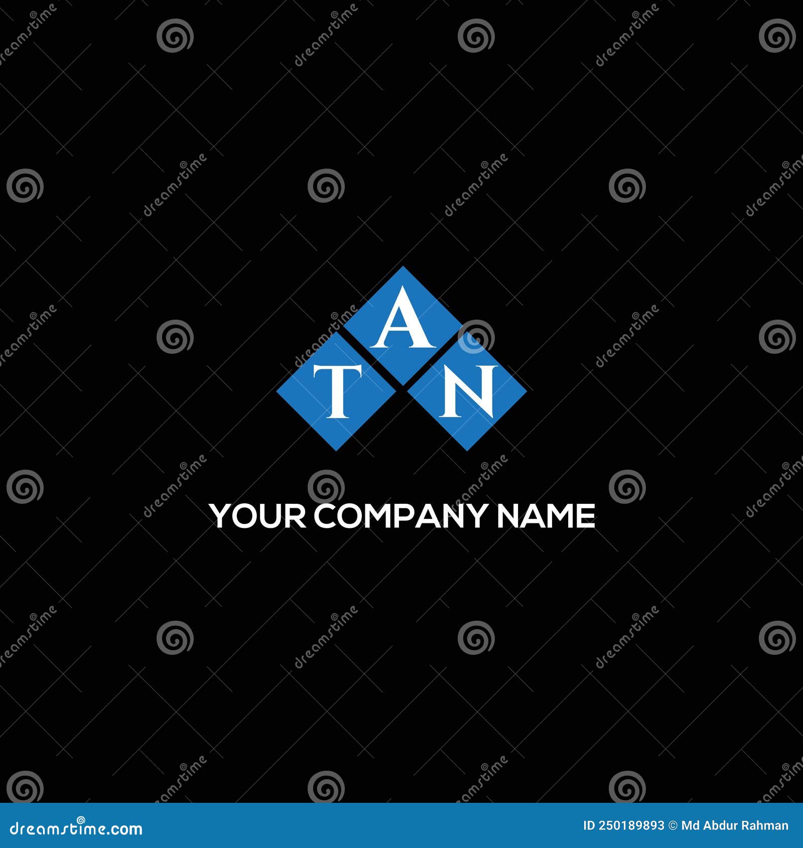 TAN Letter Logo Design on BLACK Background. TAN Creative Initials ...