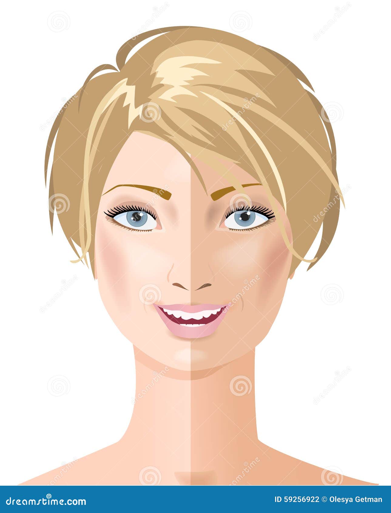 Tan woman portrait stock vector. Illustration of cute - 59256922